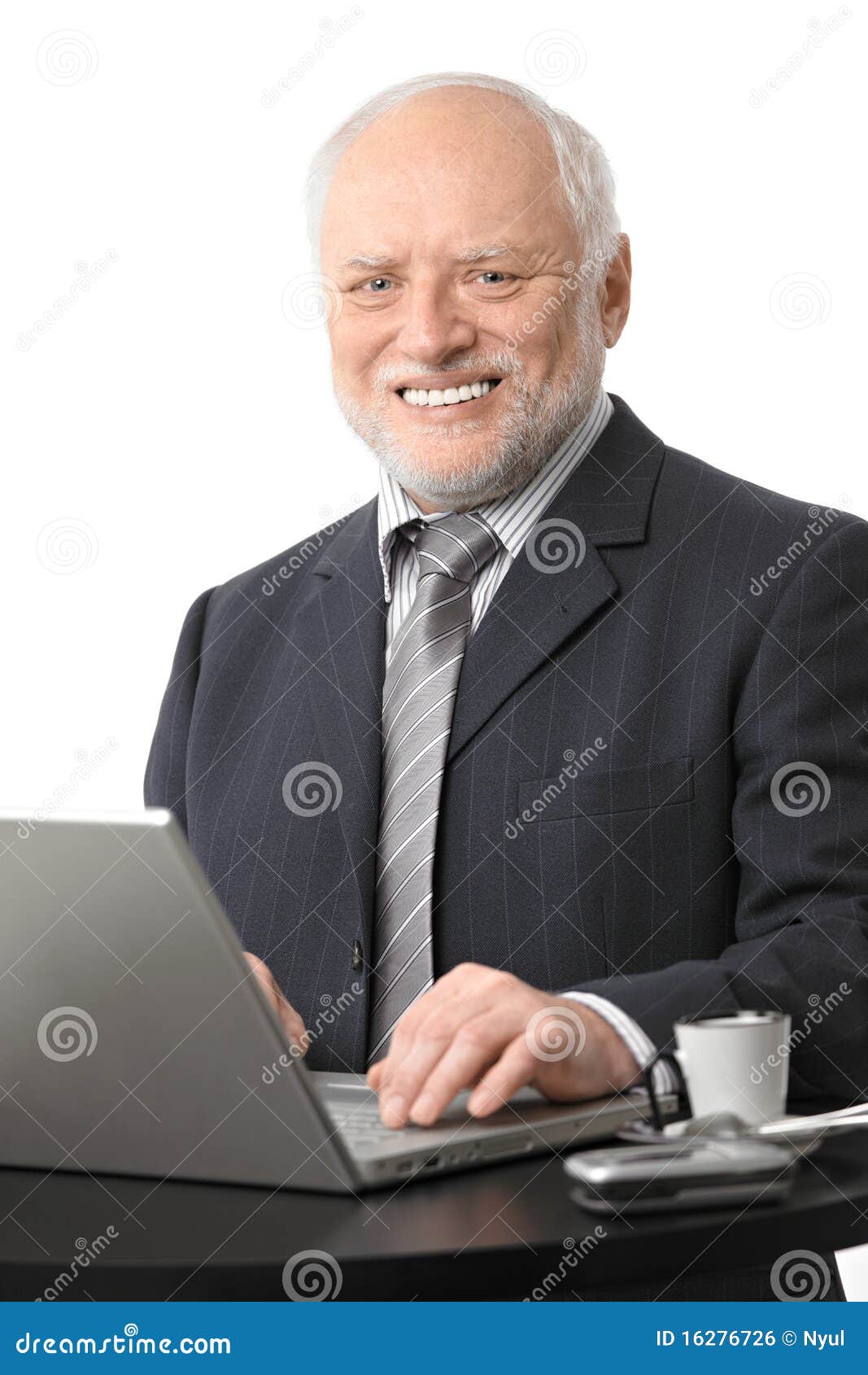 Happy Senior Businessman Using Computer Stock Photo - Image of coffee ... Happy Senior Businessman Using Computer Stock Photo - Image of coffee ...