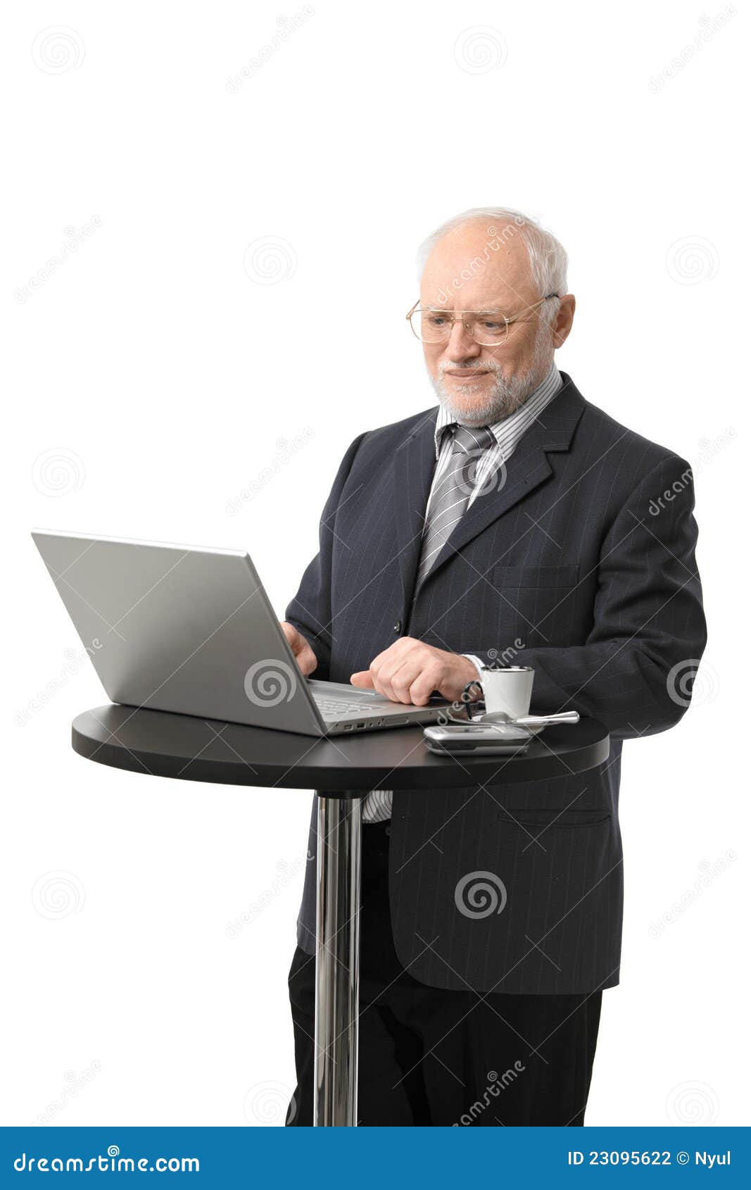 Happy Senior Businessman Using Computer Stock Photo - Image of formal ...