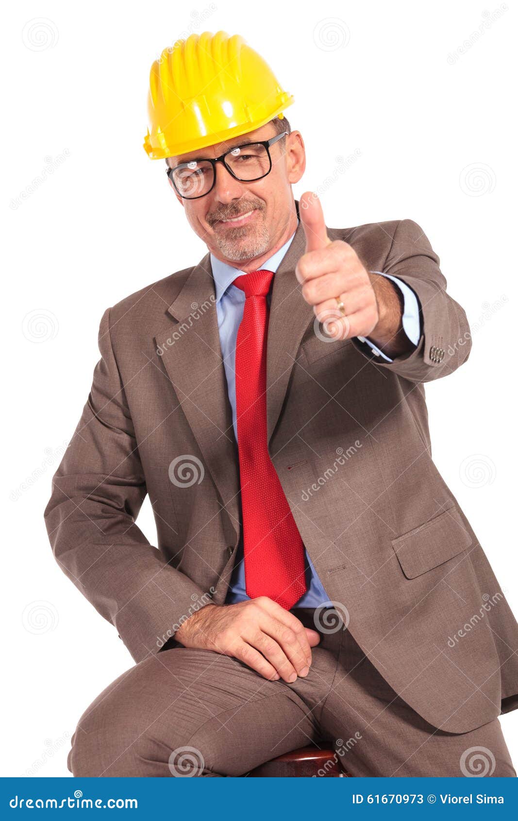 Happy Senior Construction Engineer Making the Ok Sign Stock Image ...