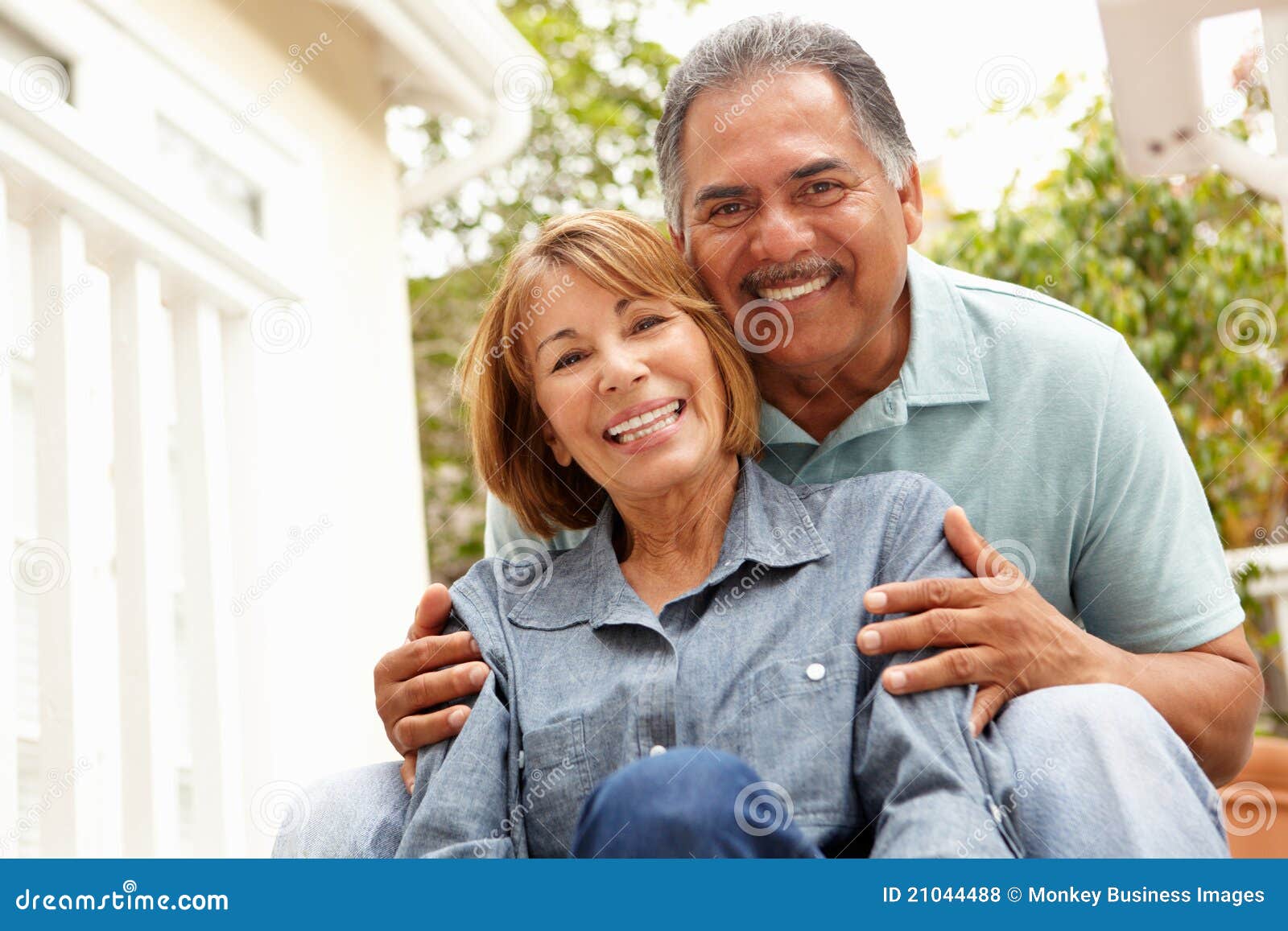 Happy Senior Couple Relaxing in Garden Stock Photo - Image of love ...