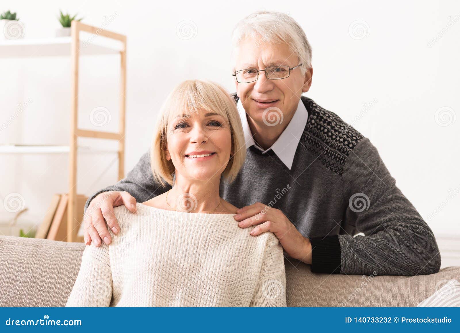 Happy Senior Couple Smiling and Looking at Camera Stock Photo - Image ...