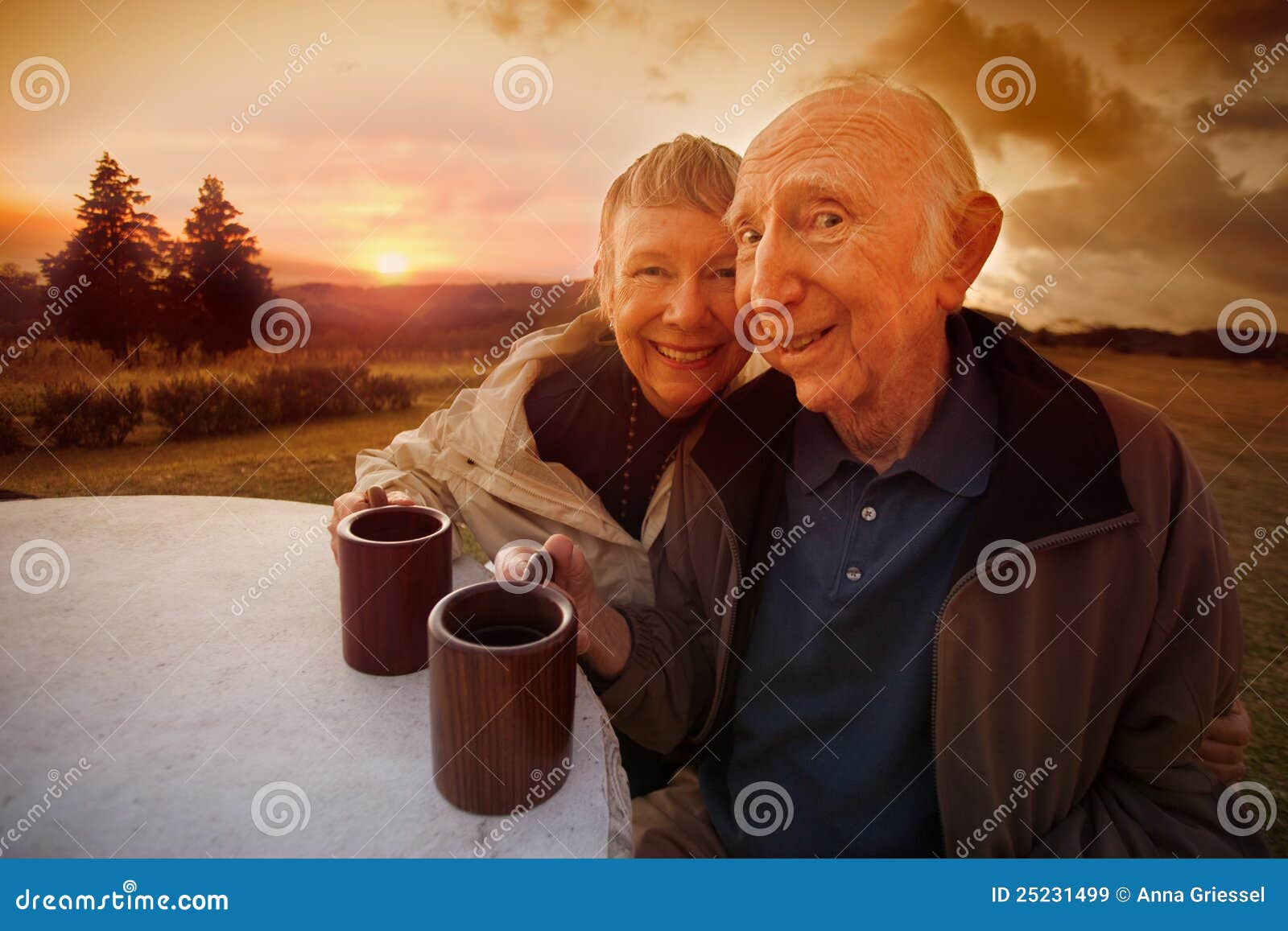 Happy Senior Couple at Sunset Stock Image - Image of cool, grandmother ...