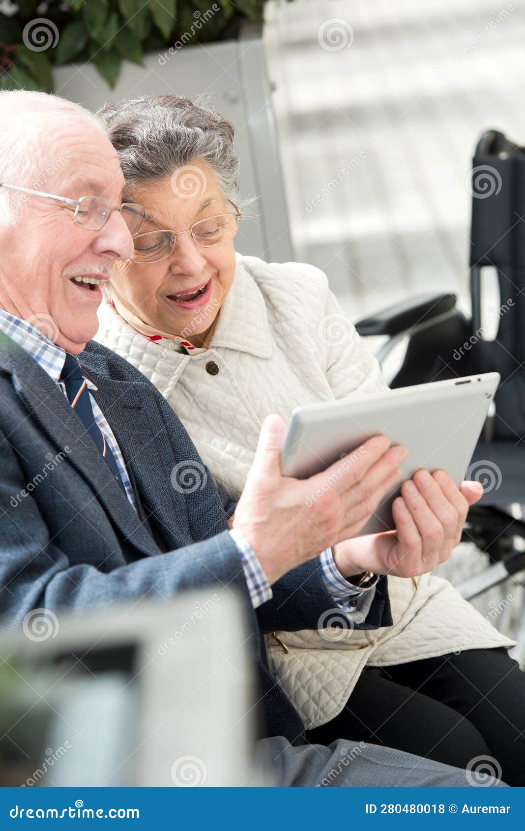 Happy Senior Couple with Tablet Computer Stock Photo - Image of person ...