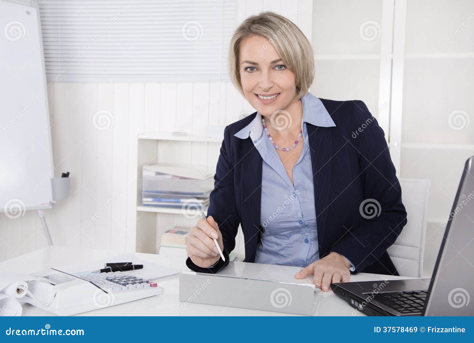 Happy Senior Female Manager - Portrait in the Office. Stock Image ... Happy Senior Female Manager - Portrait in the Office. Stock Image ...