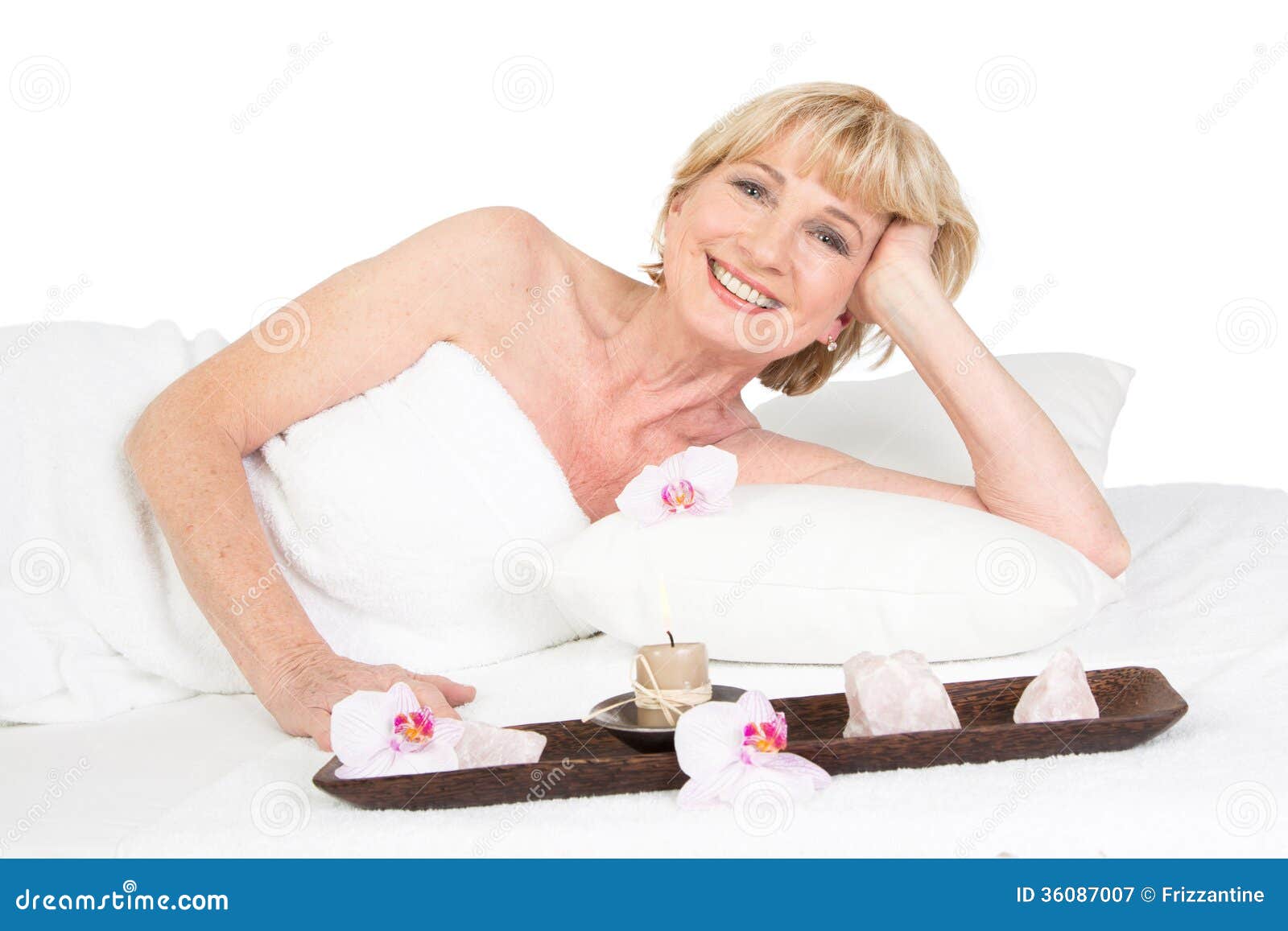 Happy Senior Lady at the Spa Stock Image - Image of massage, beauty ...