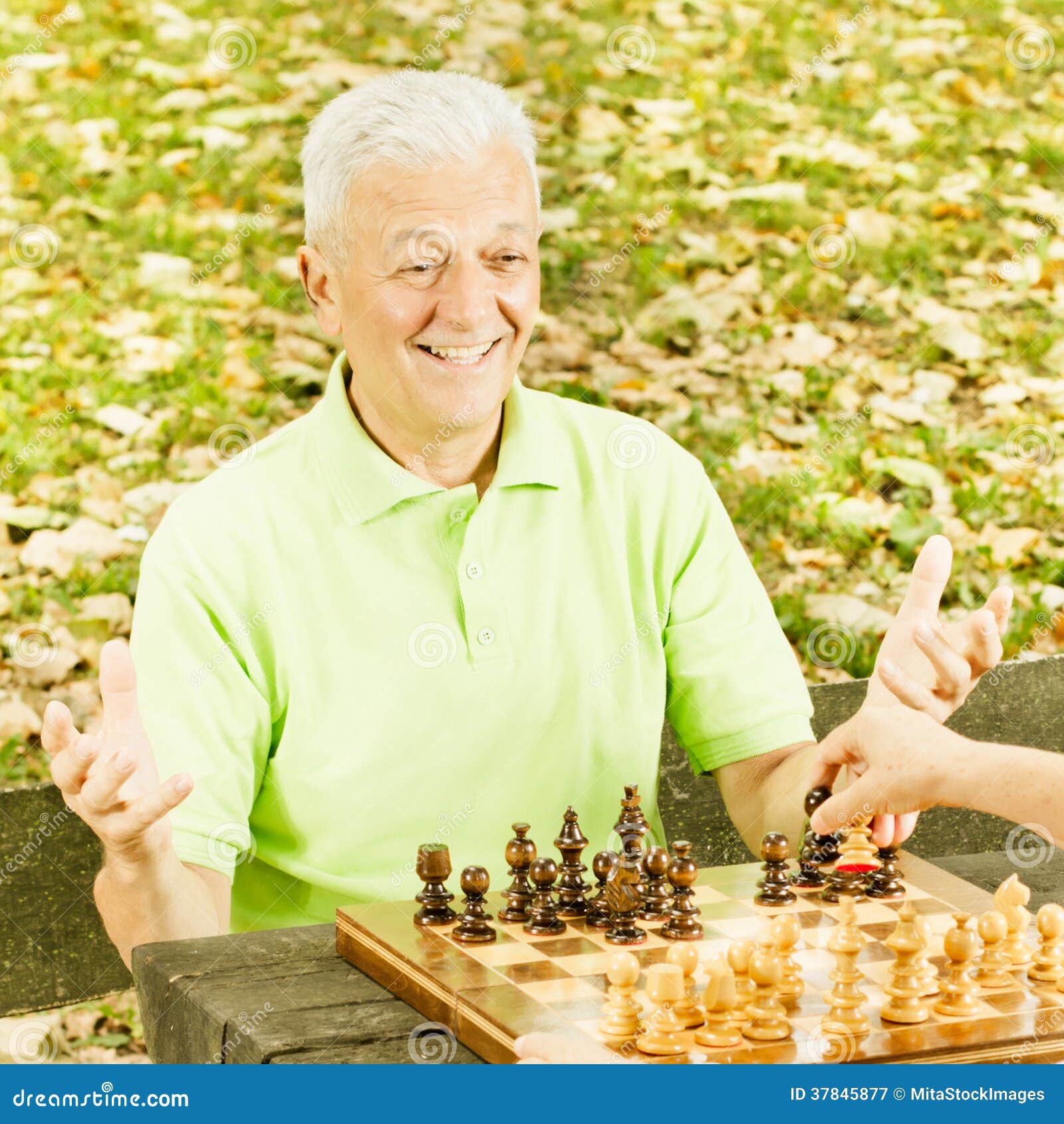 Happy Senior Man Playing Chess Stock Image - Image of mature, male ...