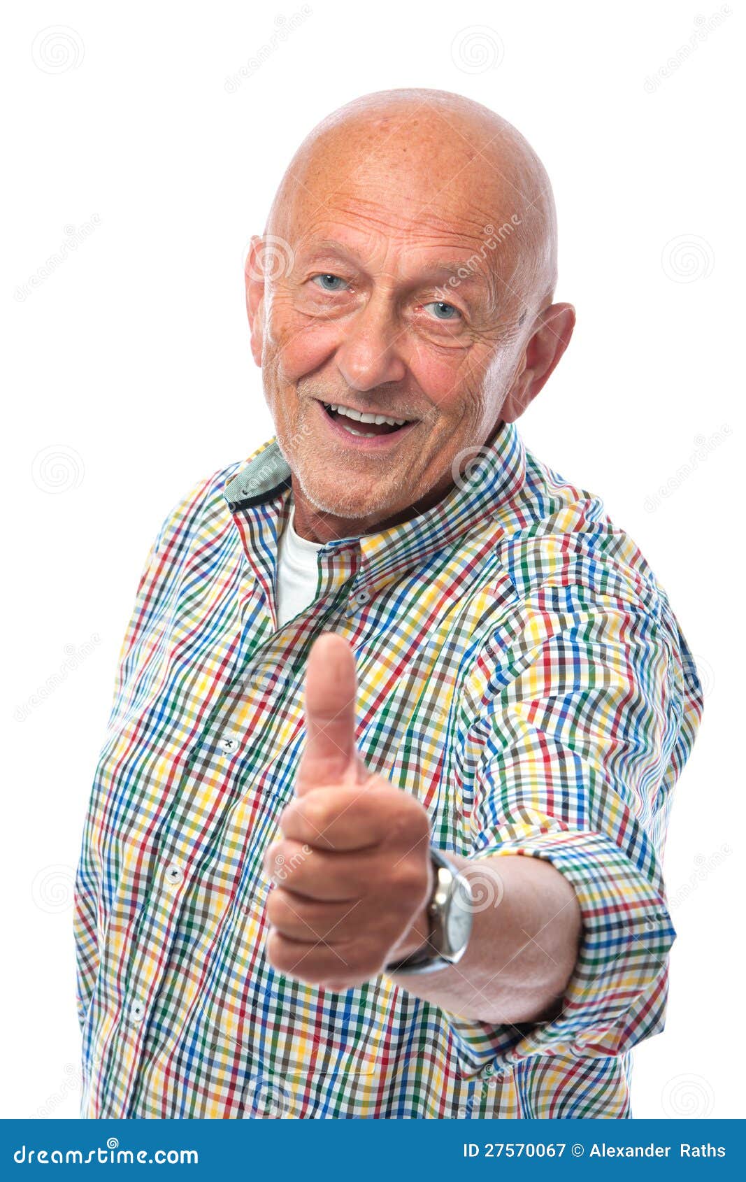 Happy Senior Man Shows Thumbs Up Stock Image - Image of leisure ...