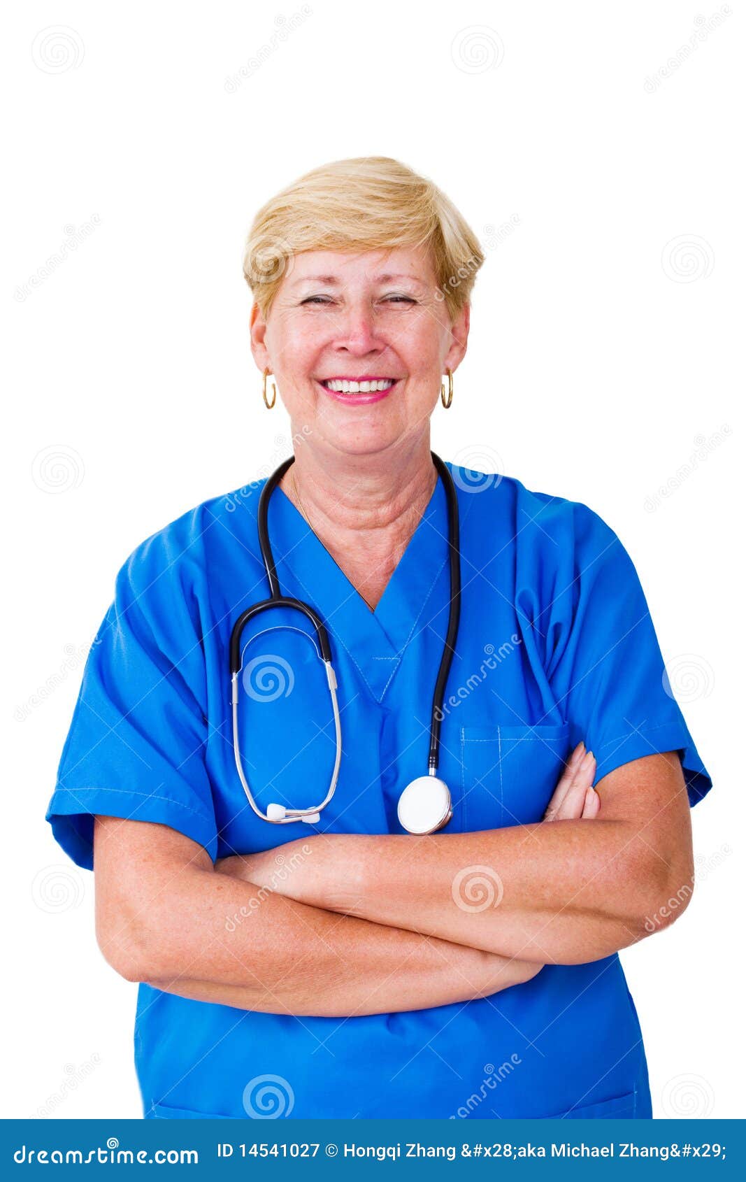 Happy senior nurse stock image. Image of adult, folded - 14541027