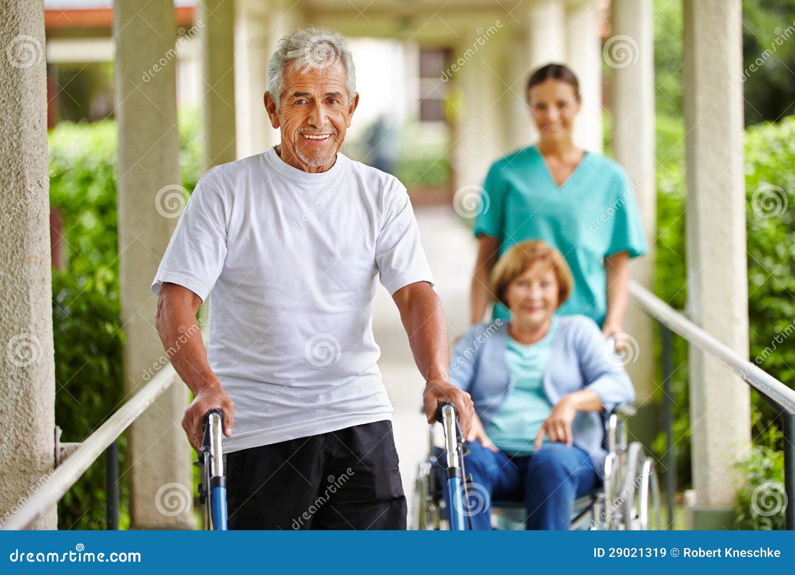 Happy Senior People in Nursing Home Stock Image - Image of people ...
