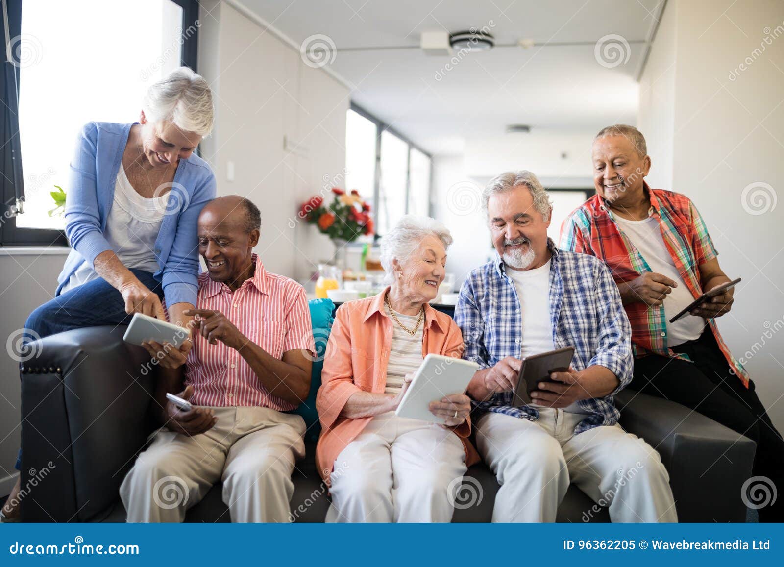 Happy Senior People Using Tablet Computers Stock Image - Image of ...