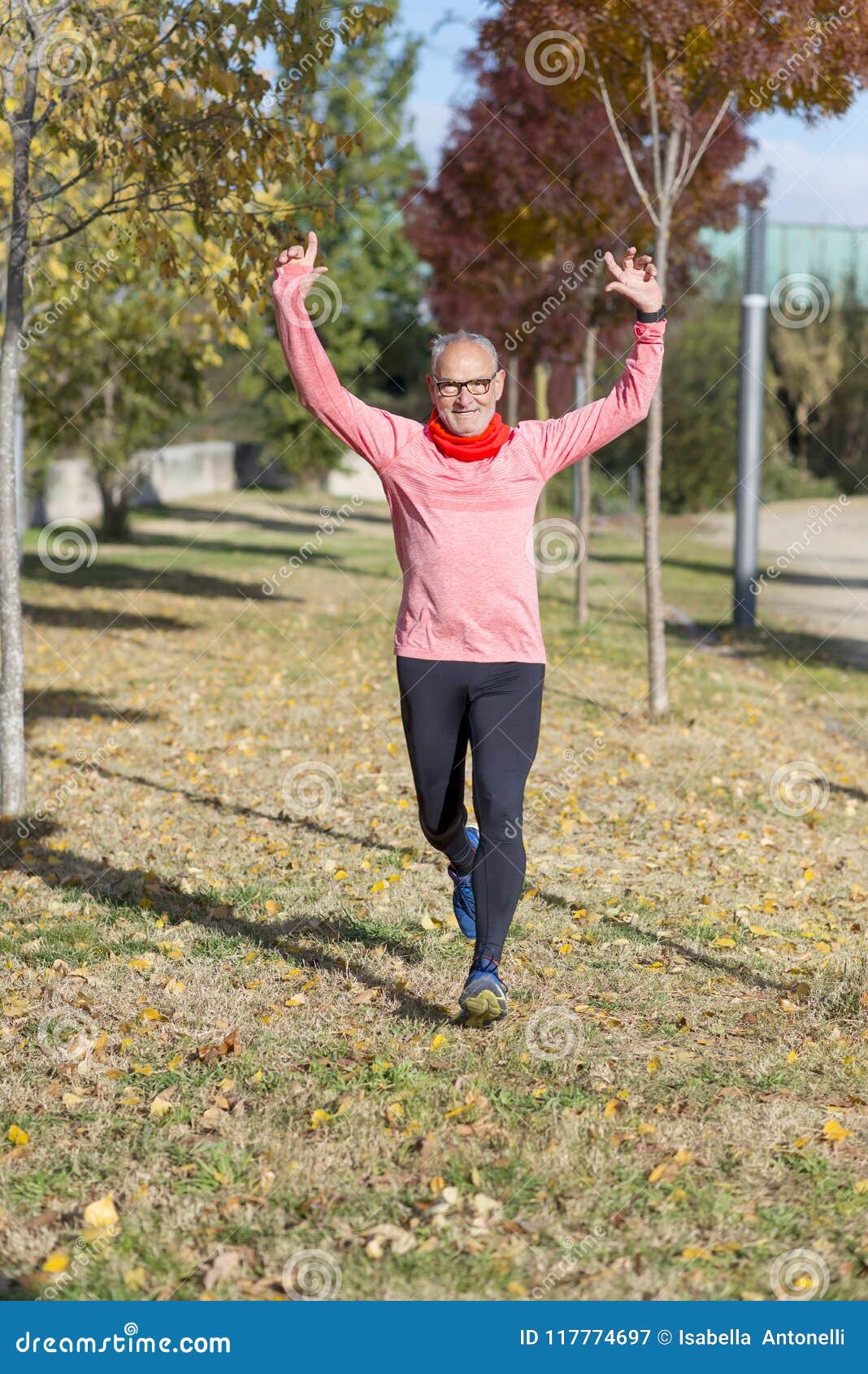 Senior Runner Man Arms Up after Running Stock Image - Image of leisure ...
