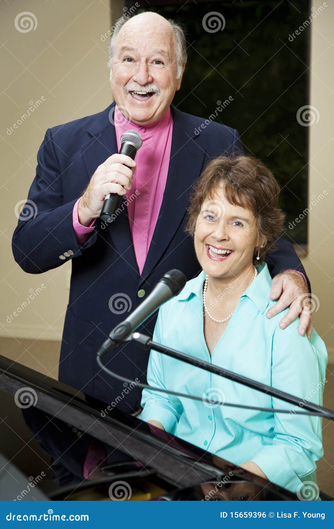 Happy Senior Singers stock photo. Image of bald, microphone - 15659396