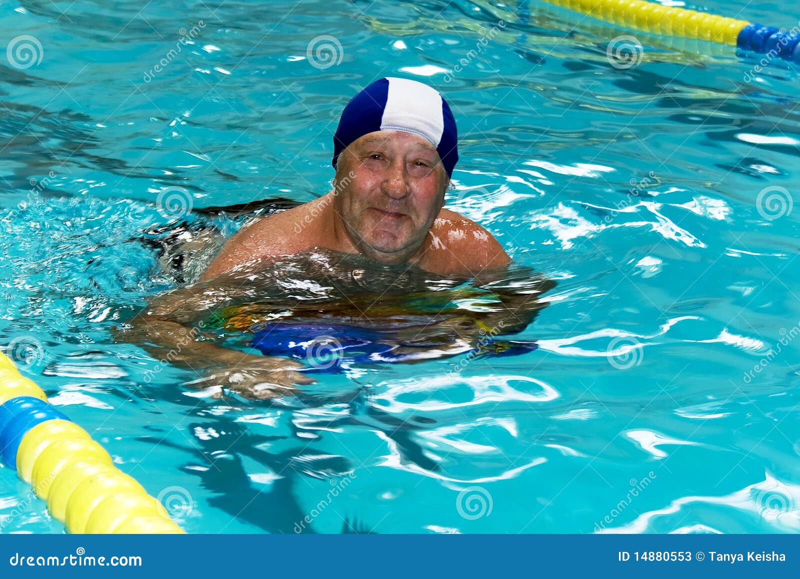 Happy Senior in Swimming-pool Stock Image - Image of healthy ...