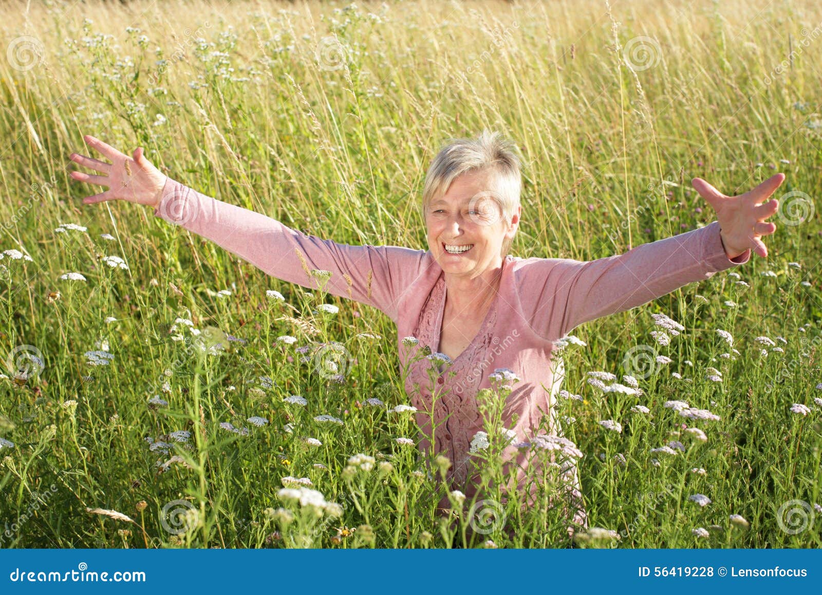 Happy Senior Woman Active in Nature Stock Photo - Image of senior ...