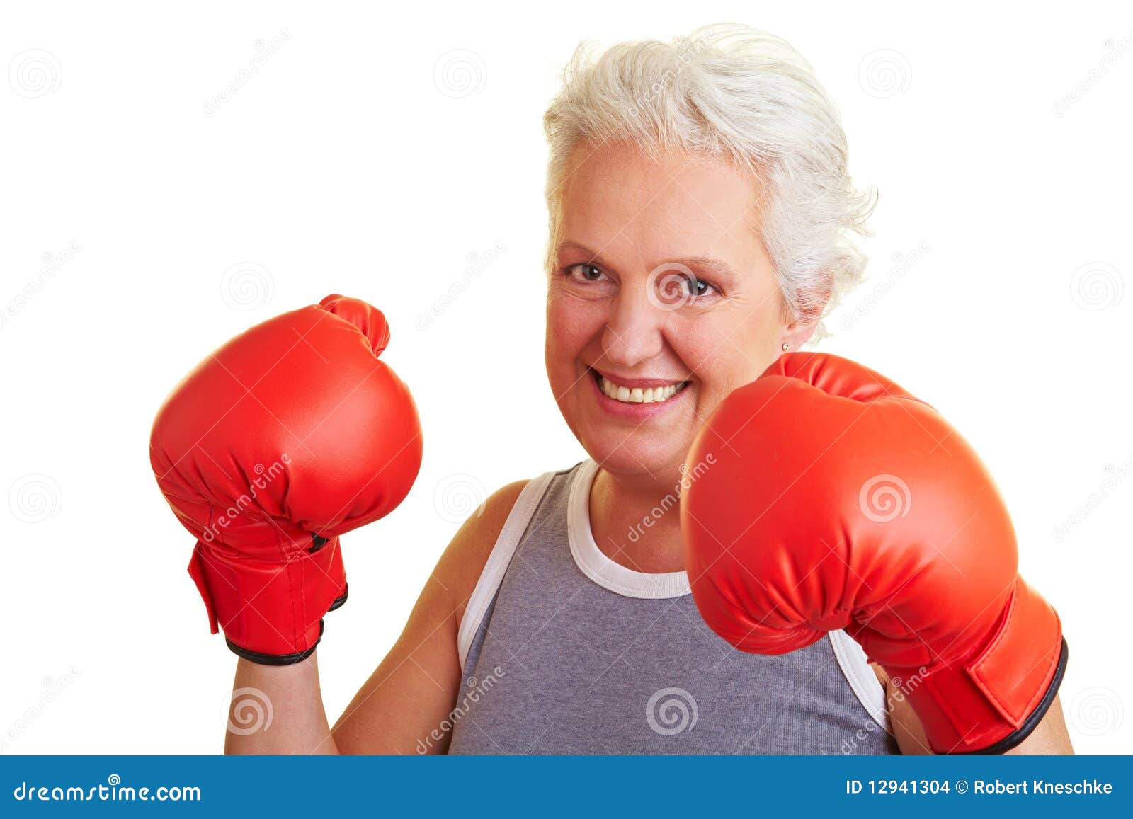 Happy senior woman boxing stock photo. Image of defense - 12941304