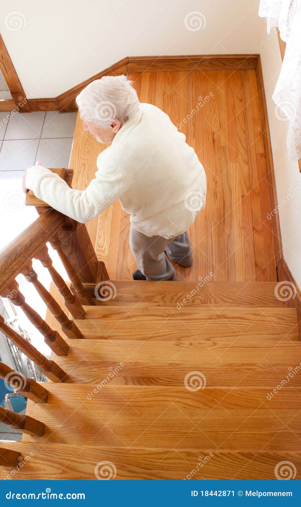 Happy Senior Woman and Stairs Stock Image - Image of happy, profile ...