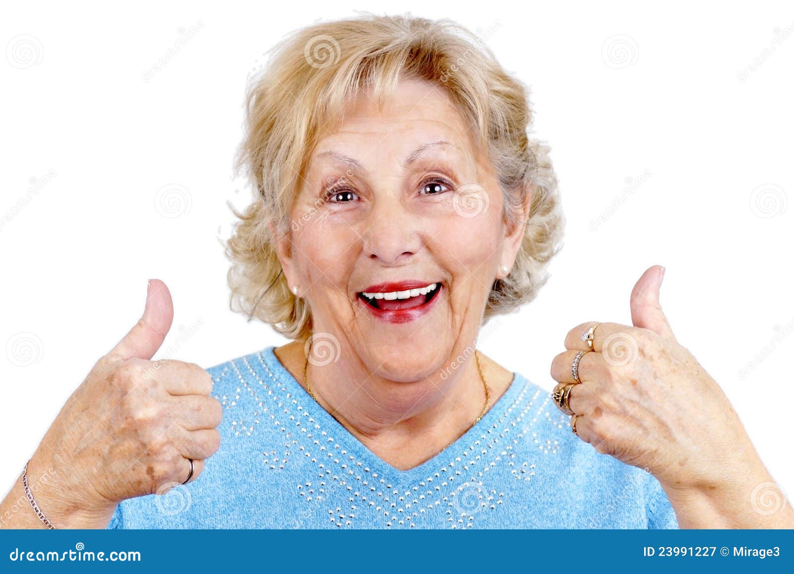 Happy Senior Woman Thumps Up Stock Image - Image of person, senior ...