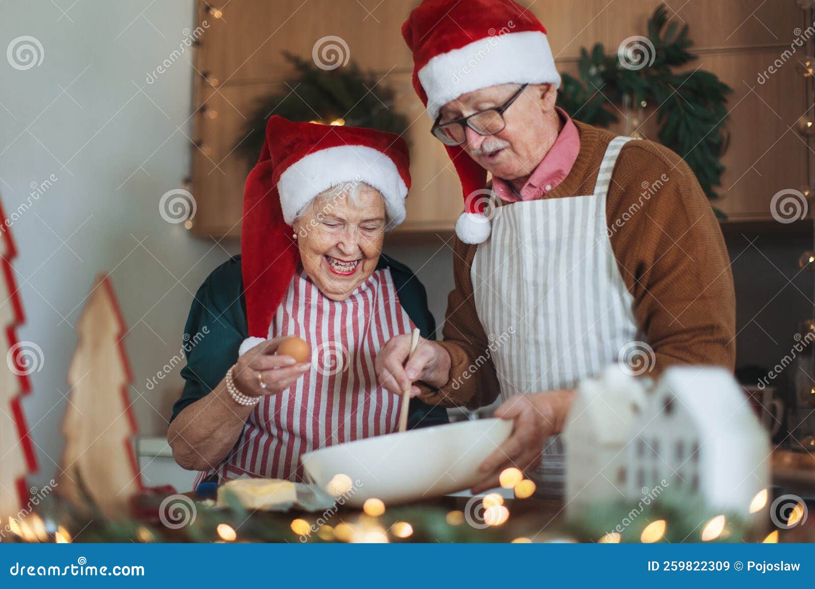 Happy Seniors Baking a Christmas Cakes Together. Stock Image - Image of ...