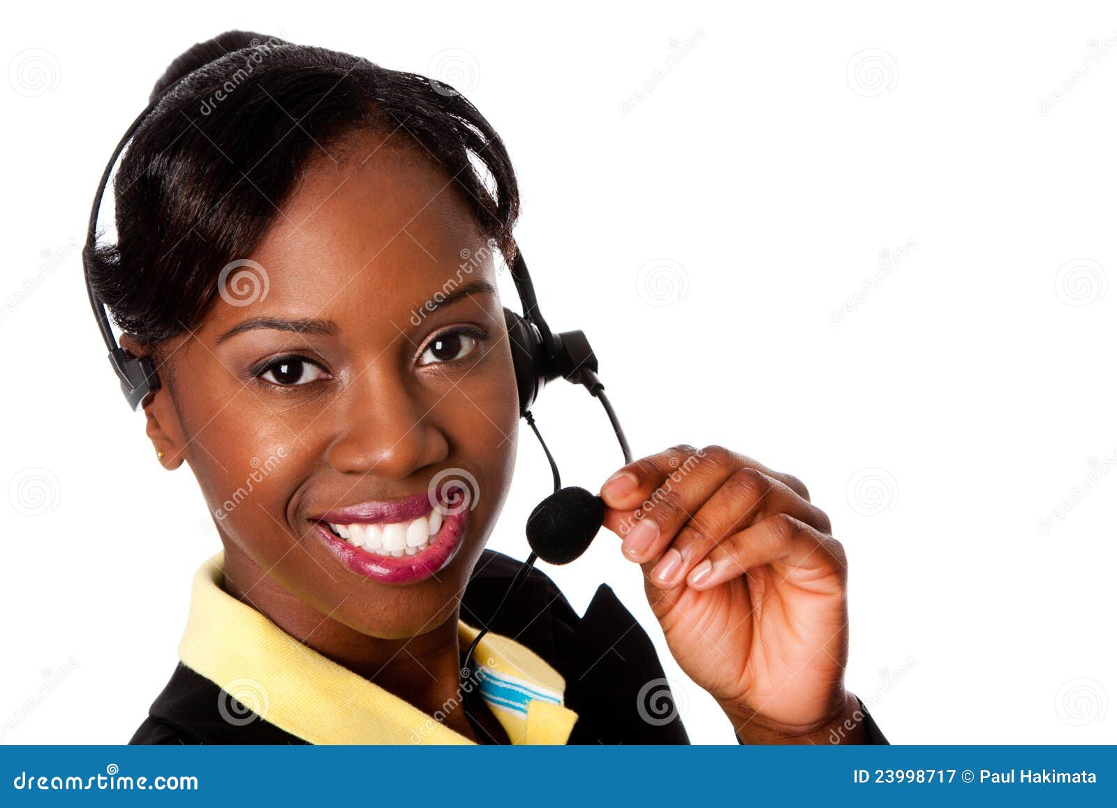 Happy Service Operator stock image. Image of black, communication ...
