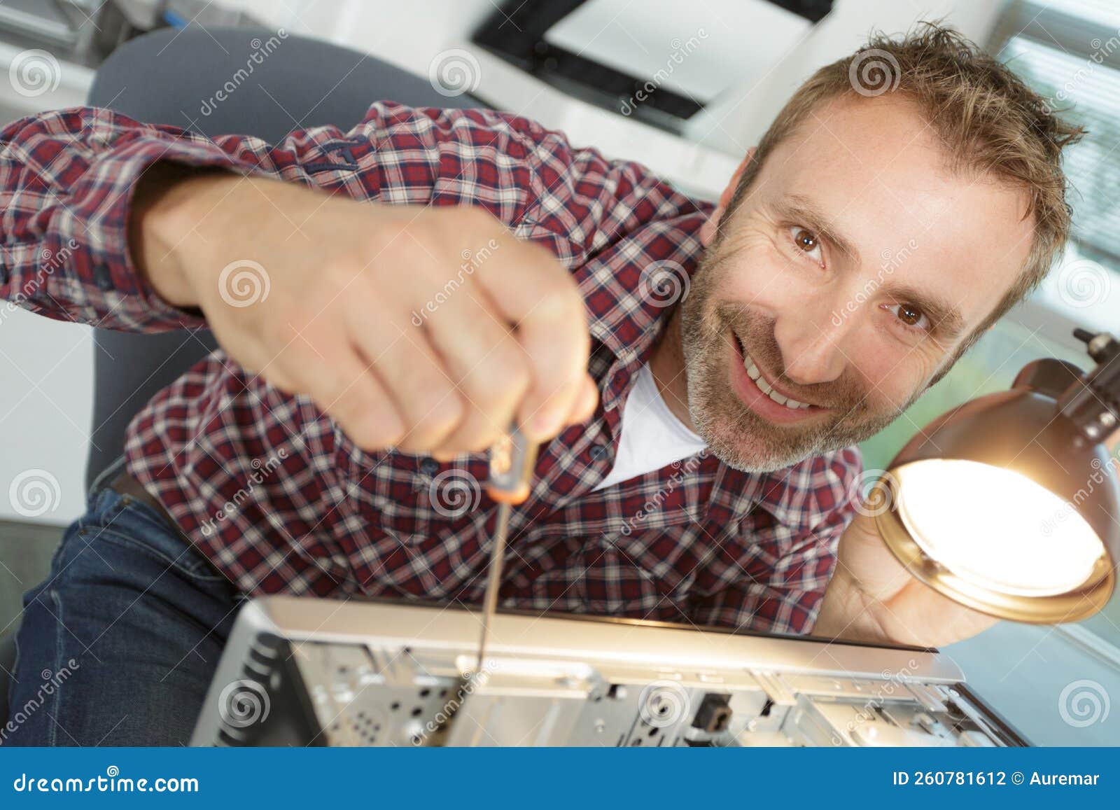 Happy Service Repair Electronics Stock Photo - Image of laptop ...