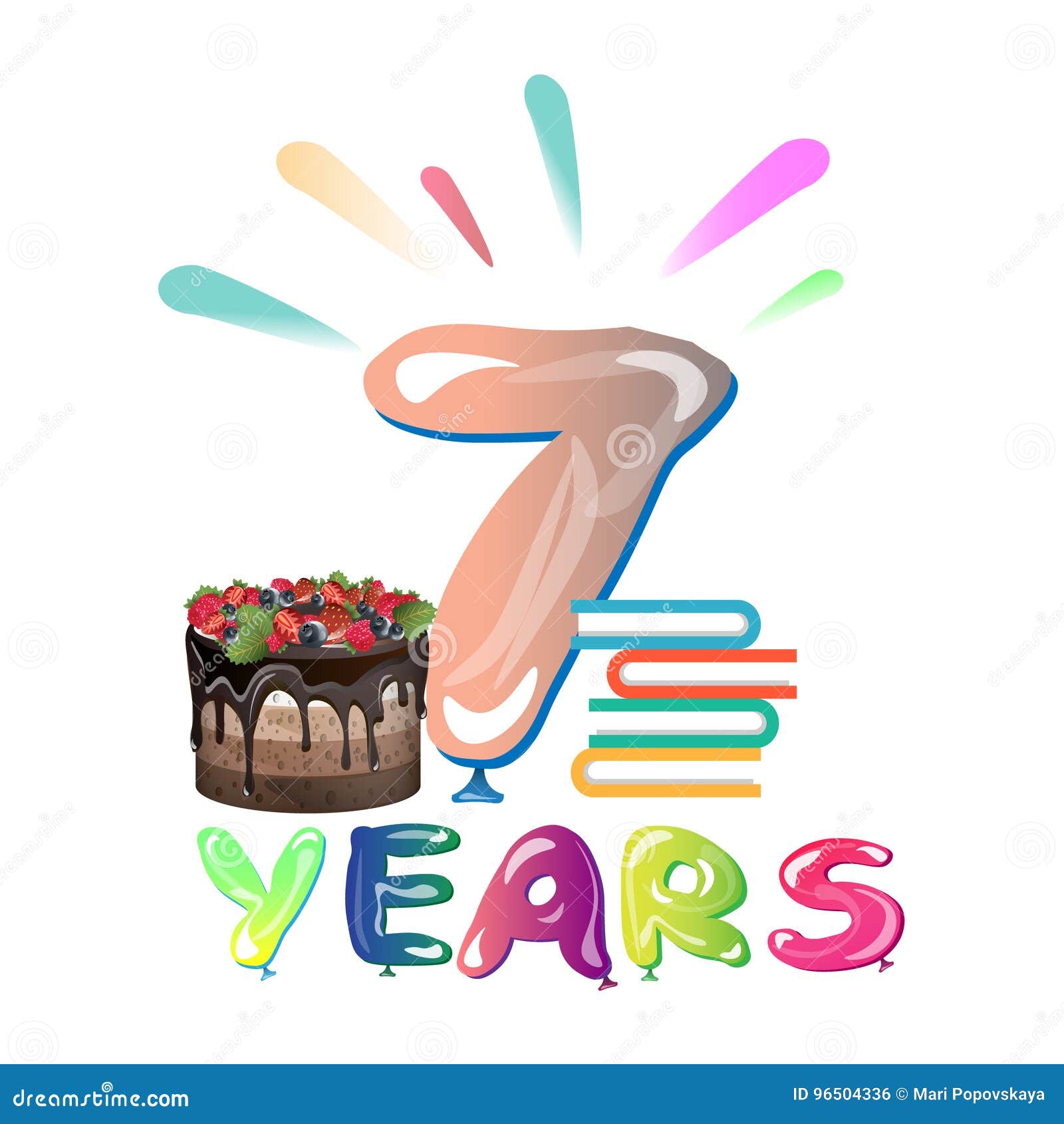 Happy Seventh Birthday Postcard. Pink Number Seven And Happy Birthday ...