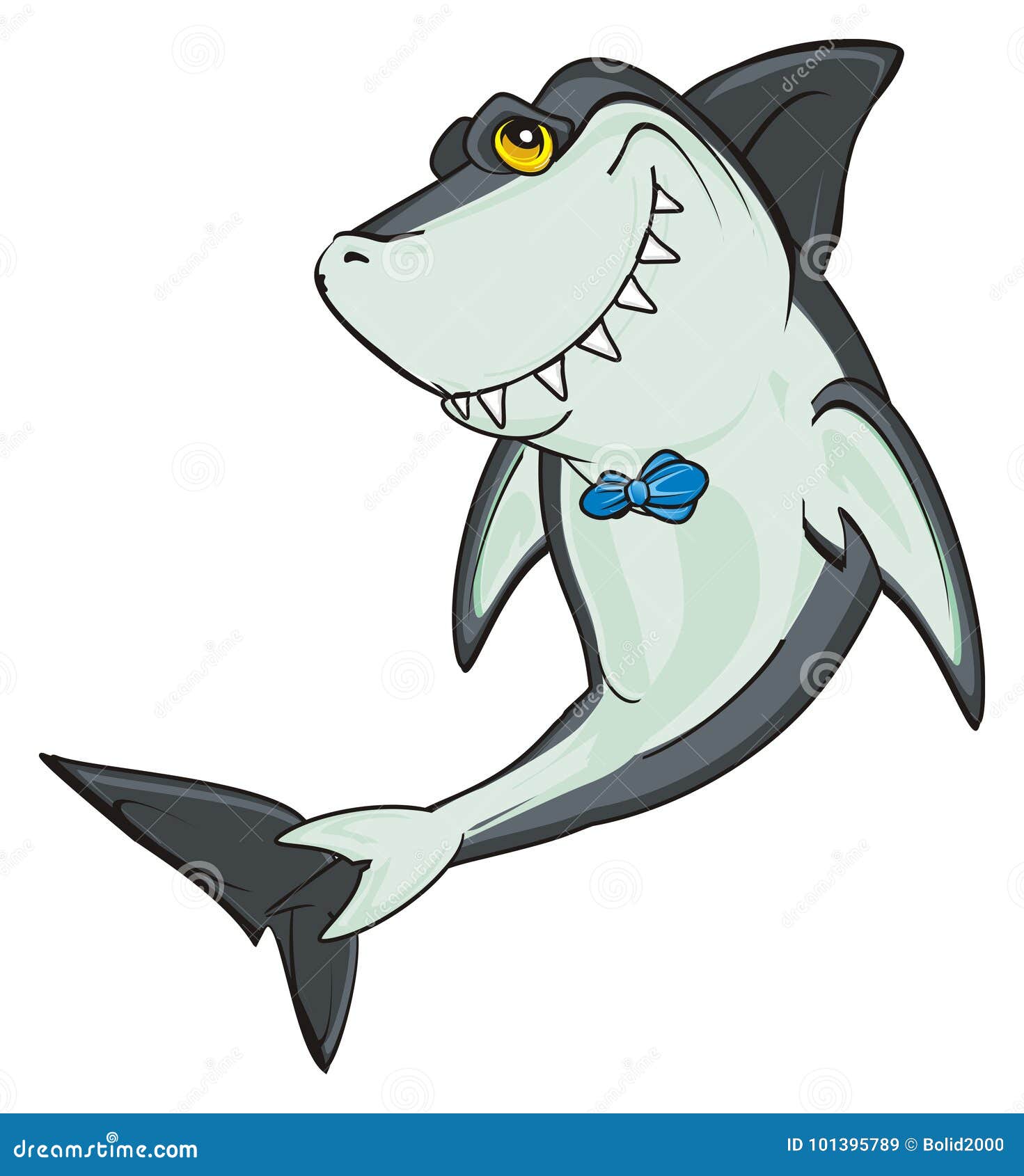 Shark with a bow stock illustration. Illustration of shark - 101395789