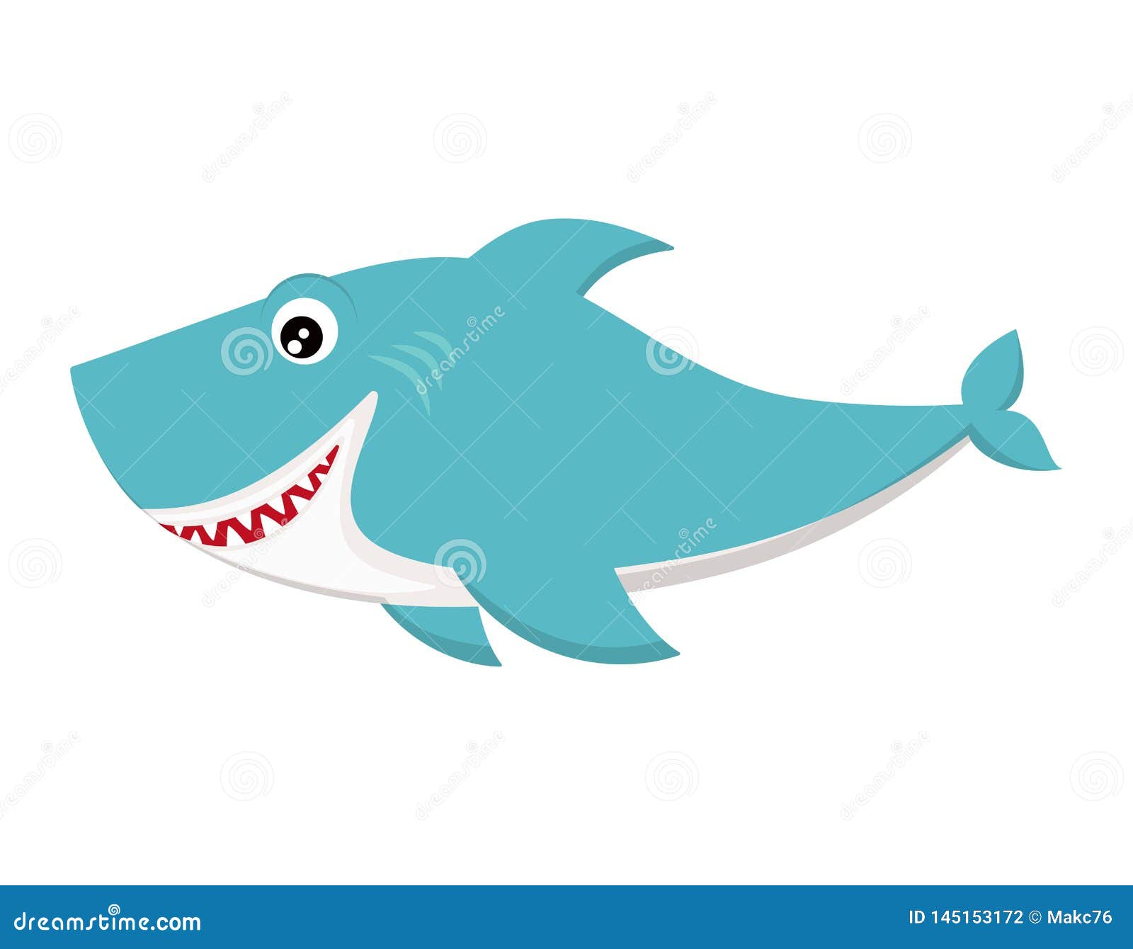 Happy shark cartoon stock vector. Illustration of wild - 145153172