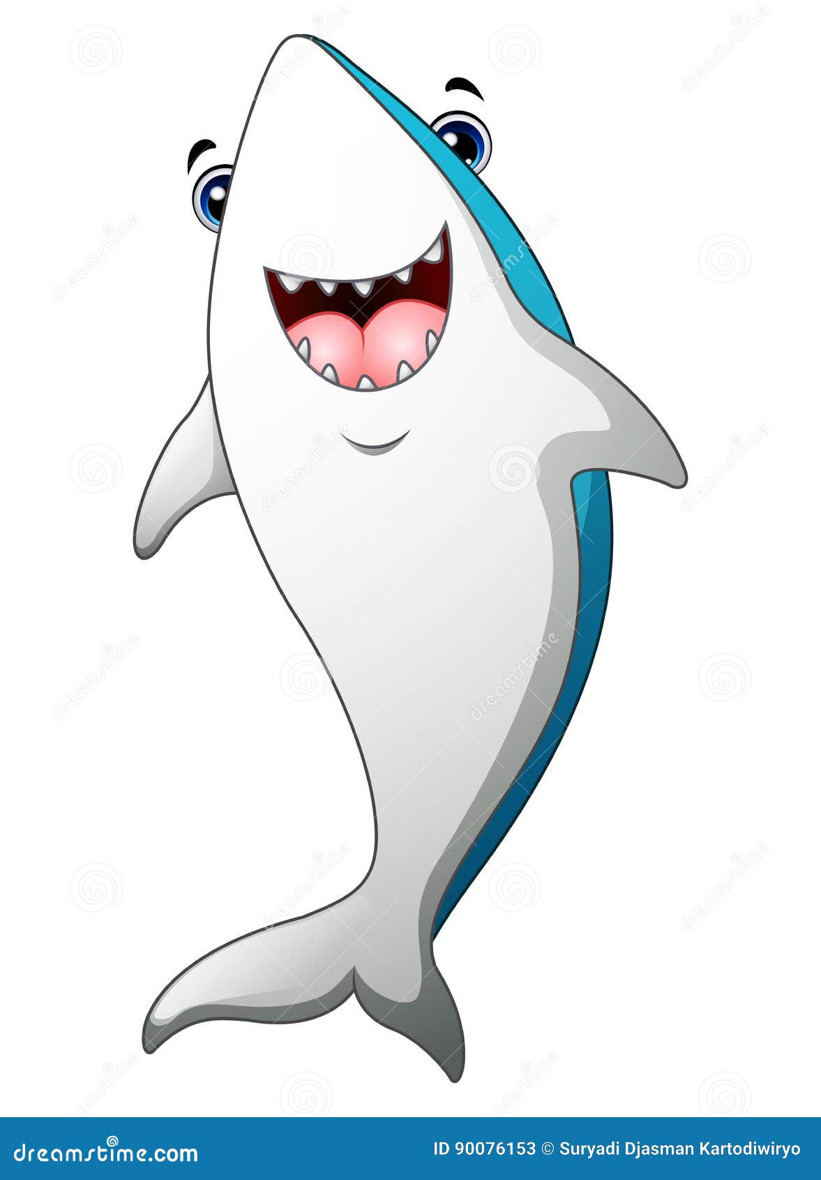Happy shark cartoon stock vector. Illustration of design - 90076153