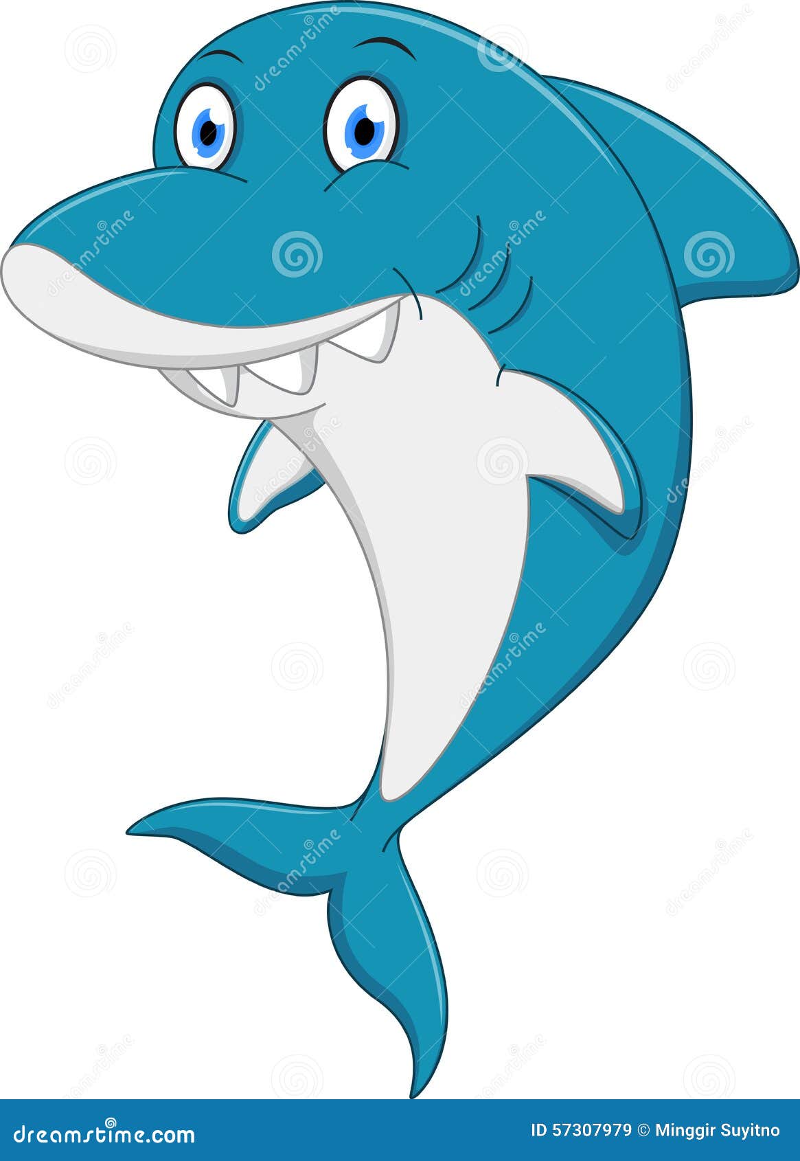 Happy shark cartoon stock vector. Illustration of isolated - 57307979
