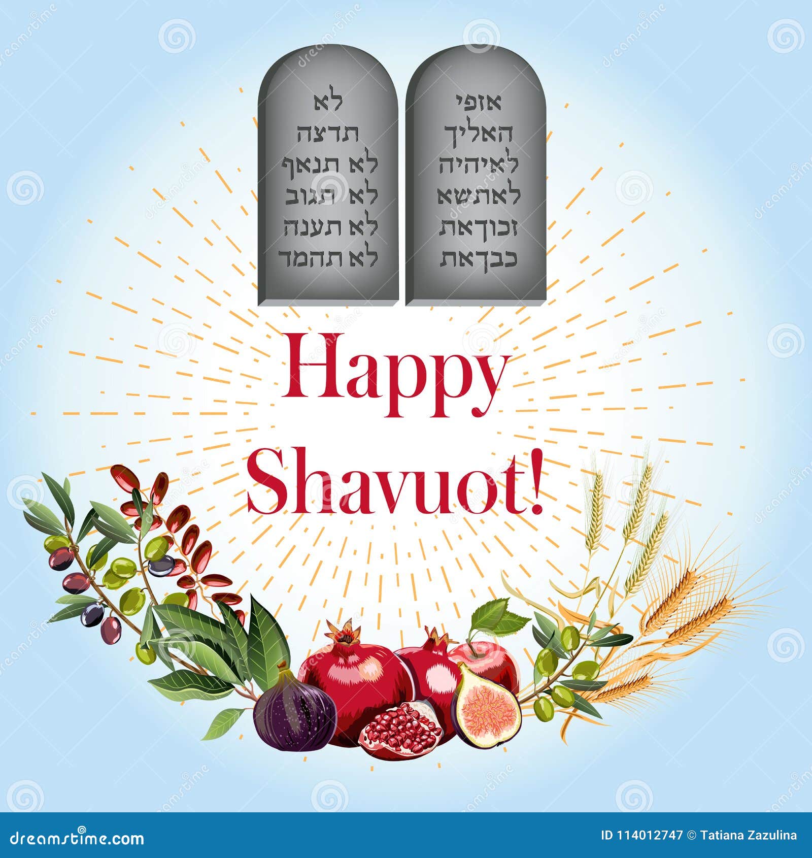 Happy Shavuot Jewish Holiday Greeting Banner. Scroll And Sheaves ...