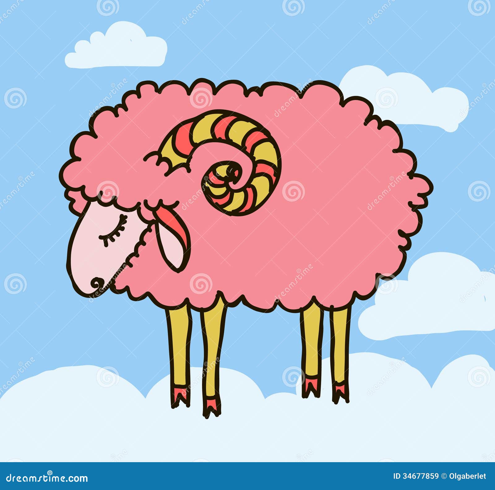 Happy sheep stock vector. Illustration of cloud, graphic - 34677859