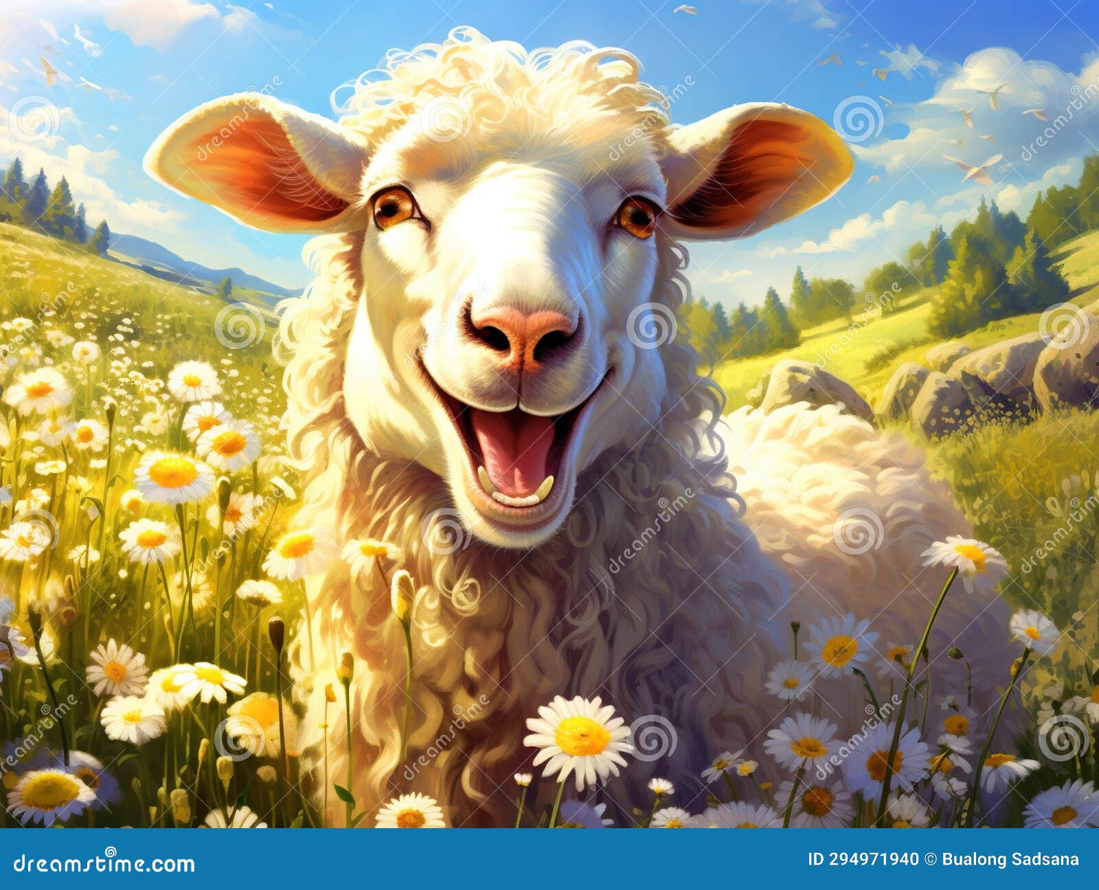 Happy Sheep Made with Generative AI Illustration Stock Illustration ...