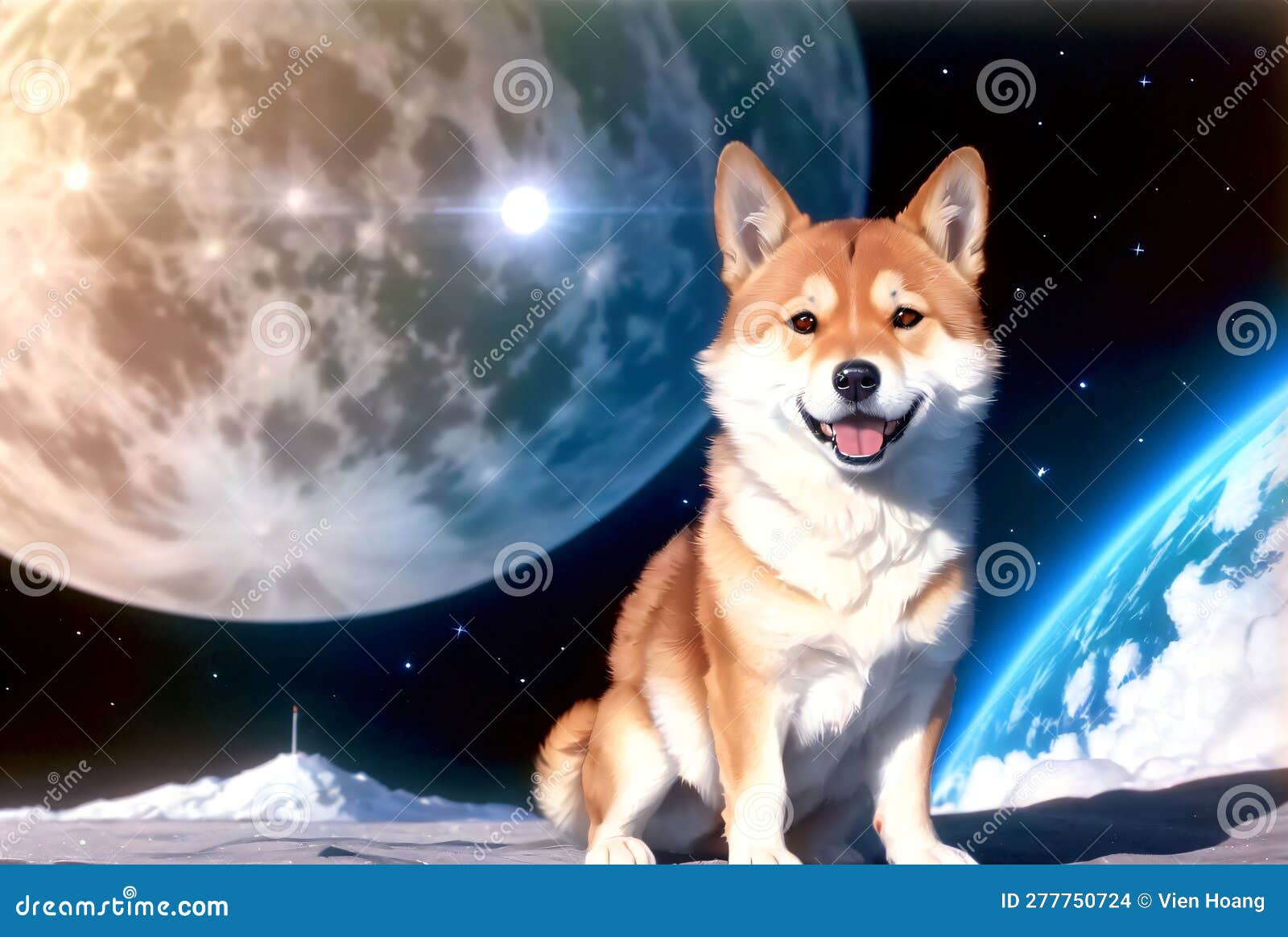 Happy Shiba Inu Dog in Space Stock Illustration - Illustration of ...