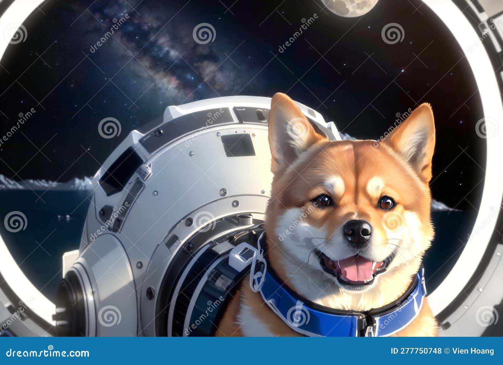 Happy Shiba Inu Dog in Space Stock Illustration - Illustration of happy ...