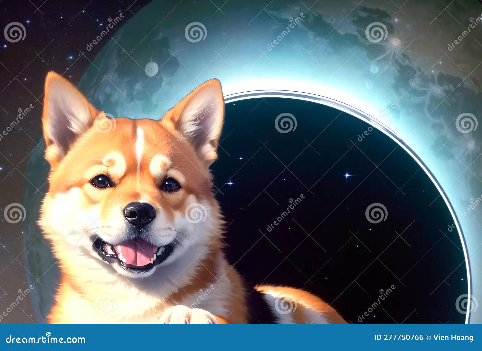 Happy Shiba Inu Dog in Space Stock Illustration - Illustration of ...
