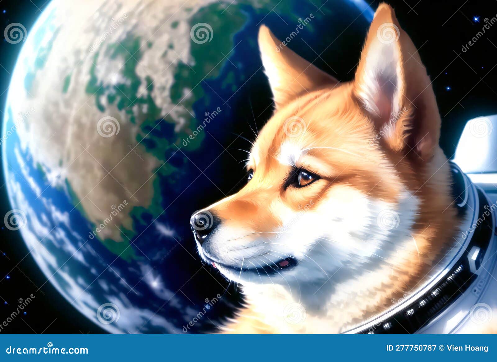 Happy Shiba Inu Dog in Space Stock Illustration - Illustration of shiba ...