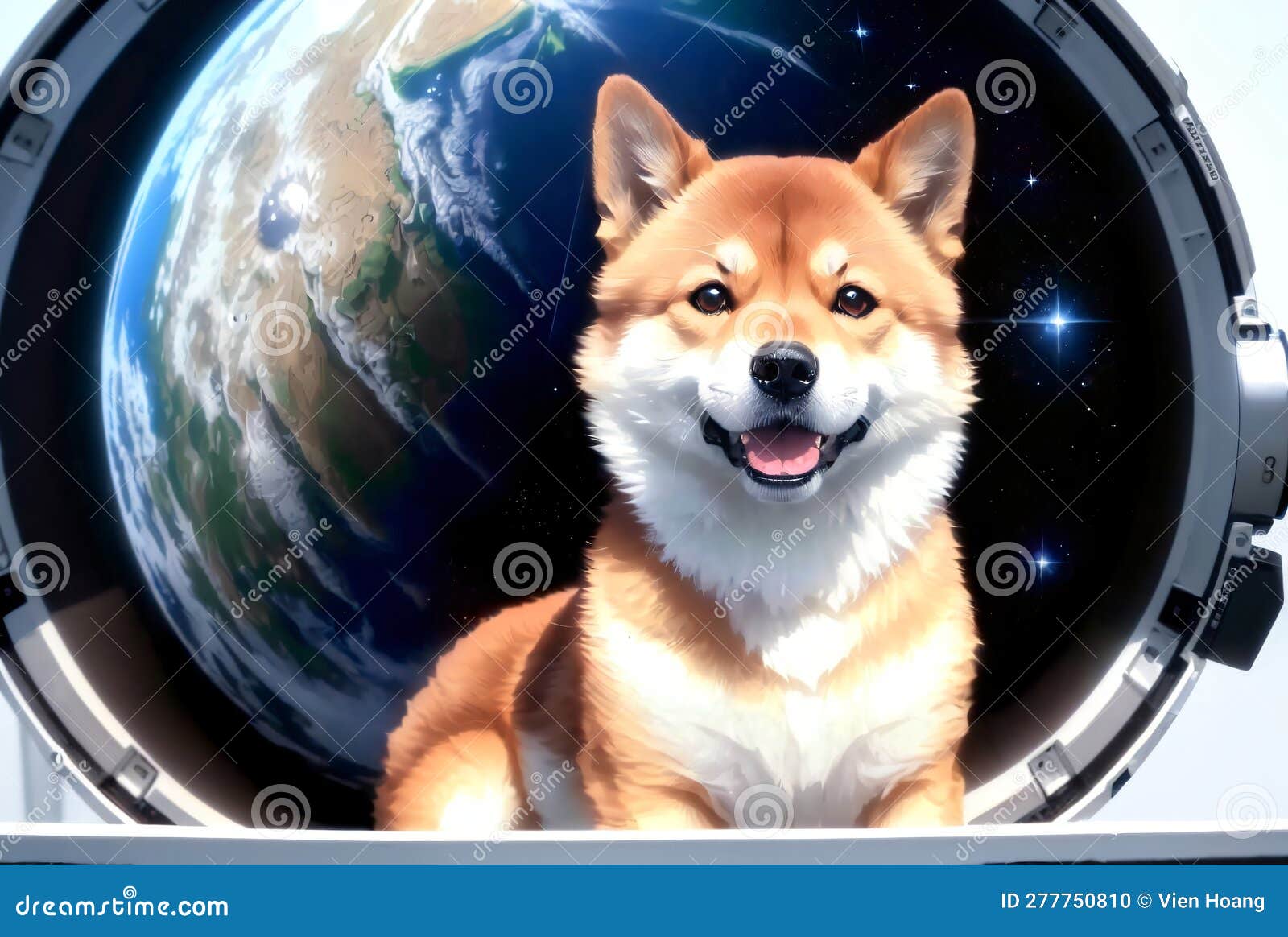 Happy Shiba Inu Dog in Space Stock Illustration - Illustration of ...