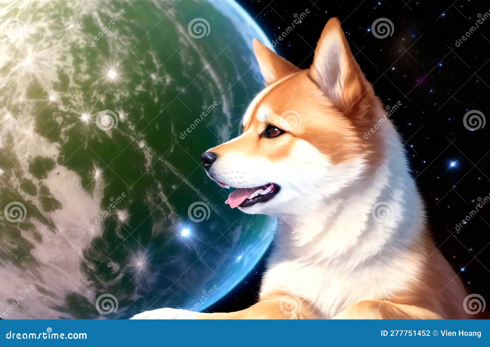 Happy Shiba Inu Dog in Space Stock Photo - Image of excitement, design ...