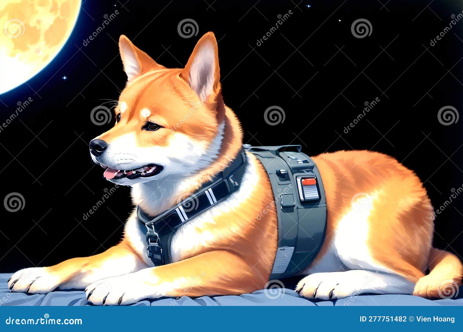 Happy Shiba Inu Dog in Space Stock Illustration - Illustration of ...