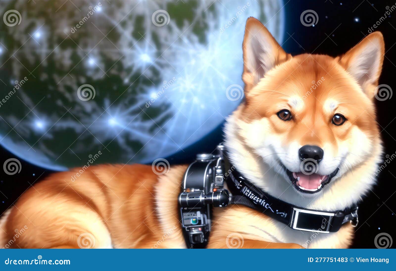 Happy Shiba Inu Dog in Space Stock Illustration - Illustration of ...