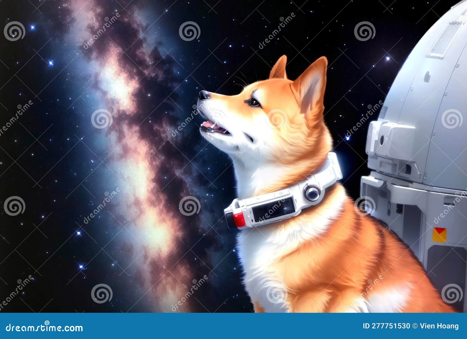Canine Astronaut, With His Paw On Button To Activate Rocket Thrusters ...