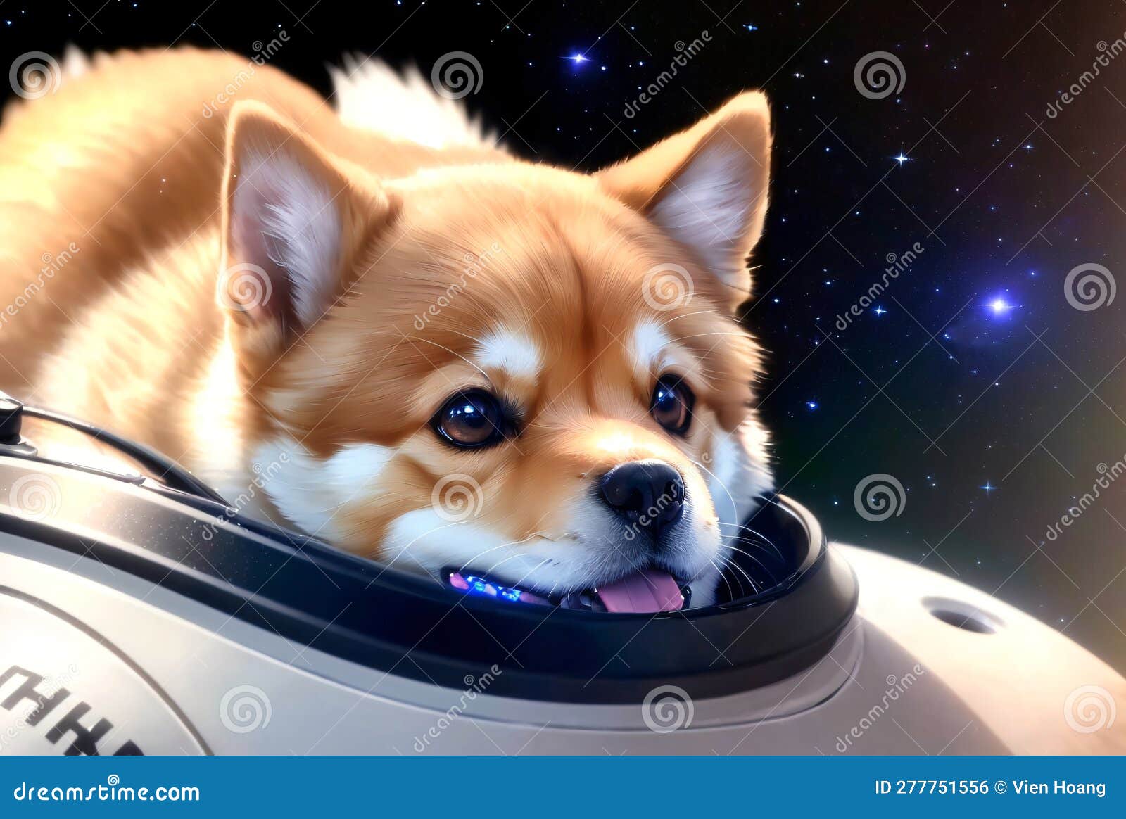 Happy Shiba Inu Dog in Space Stock Illustration - Illustration of ...