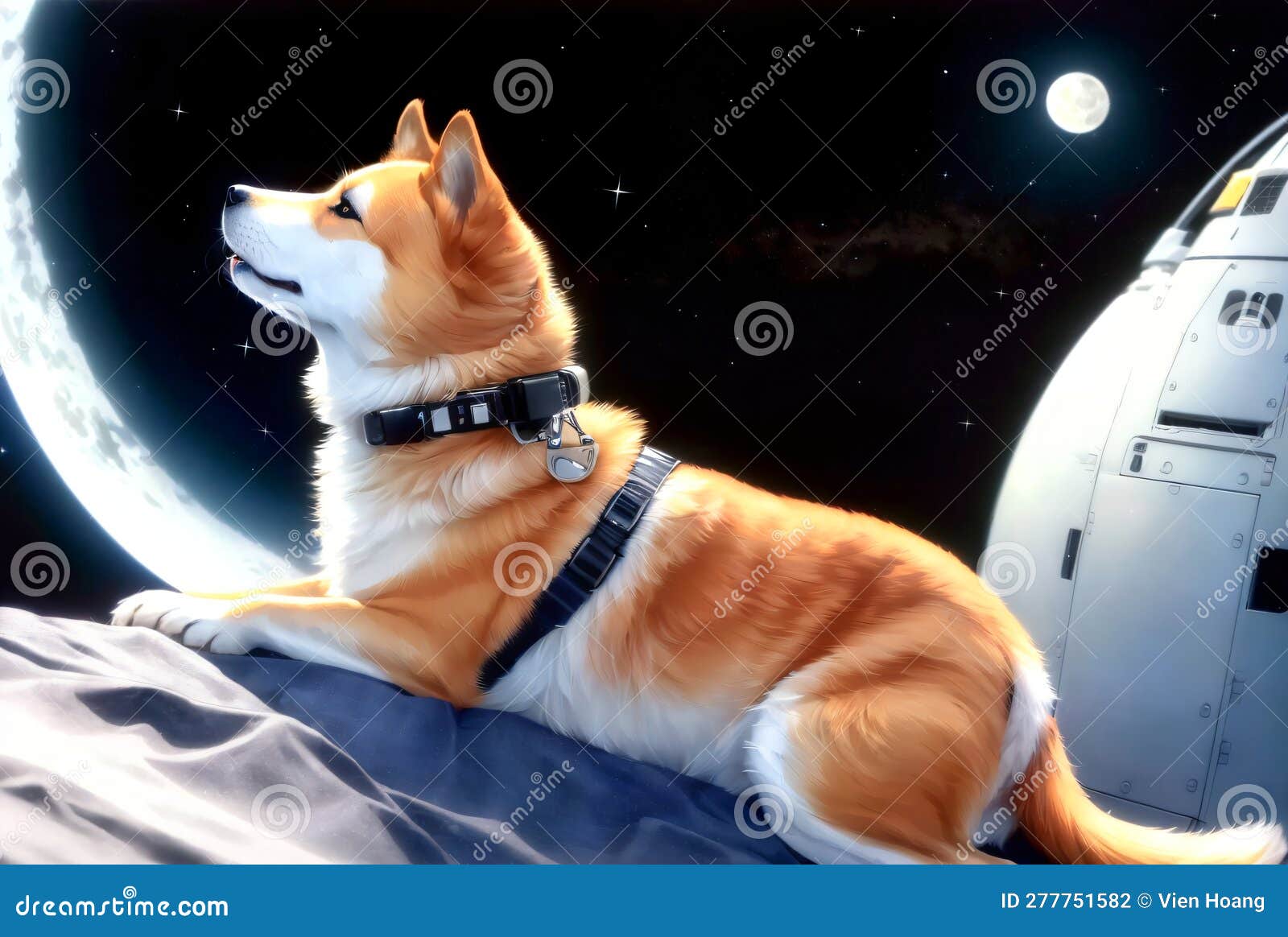 Happy Shiba Inu Dog in Space Stock Illustration - Illustration of ...