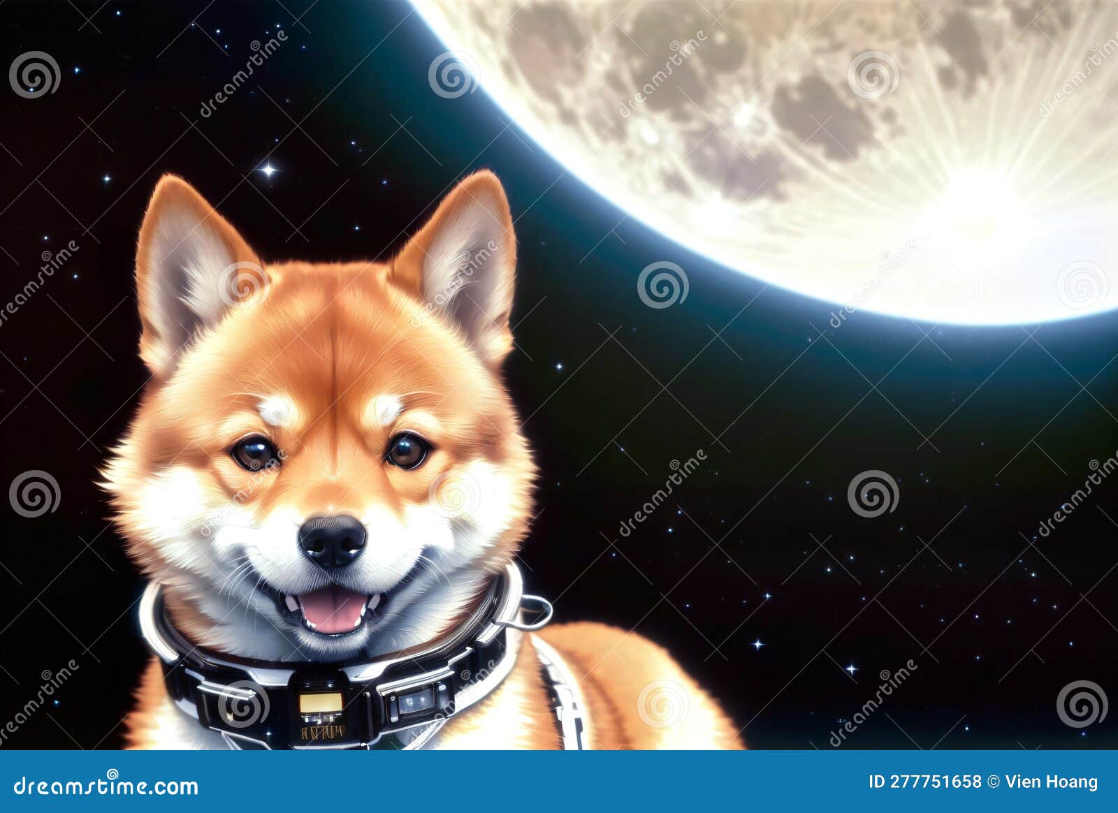 Happy Shiba Inu Dog in Space Stock Photo - Image of digital, galaxy ...