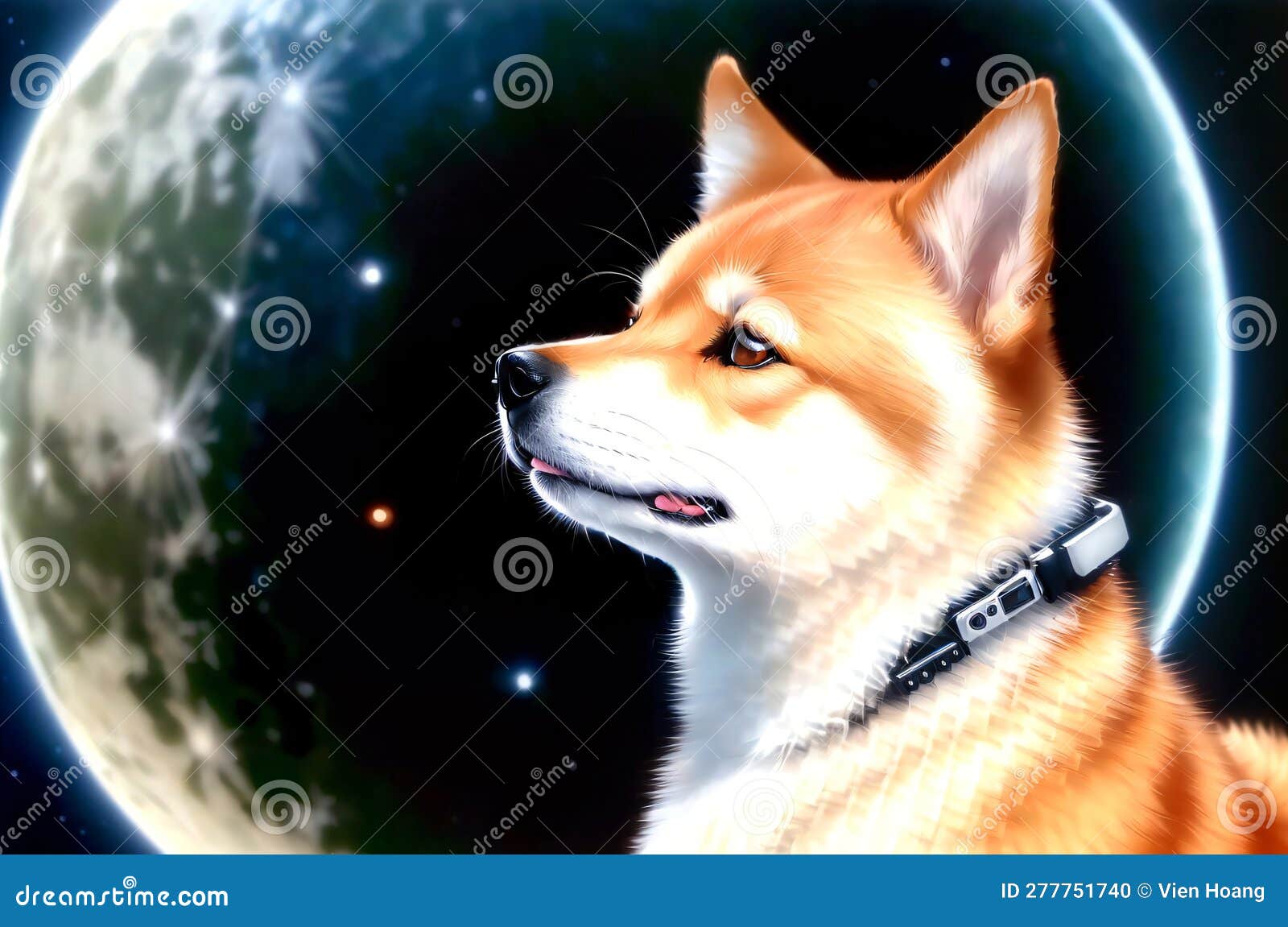 Happy Shiba Inu Dog in Space Stock Photo - Image of cosmos, astronaut ...