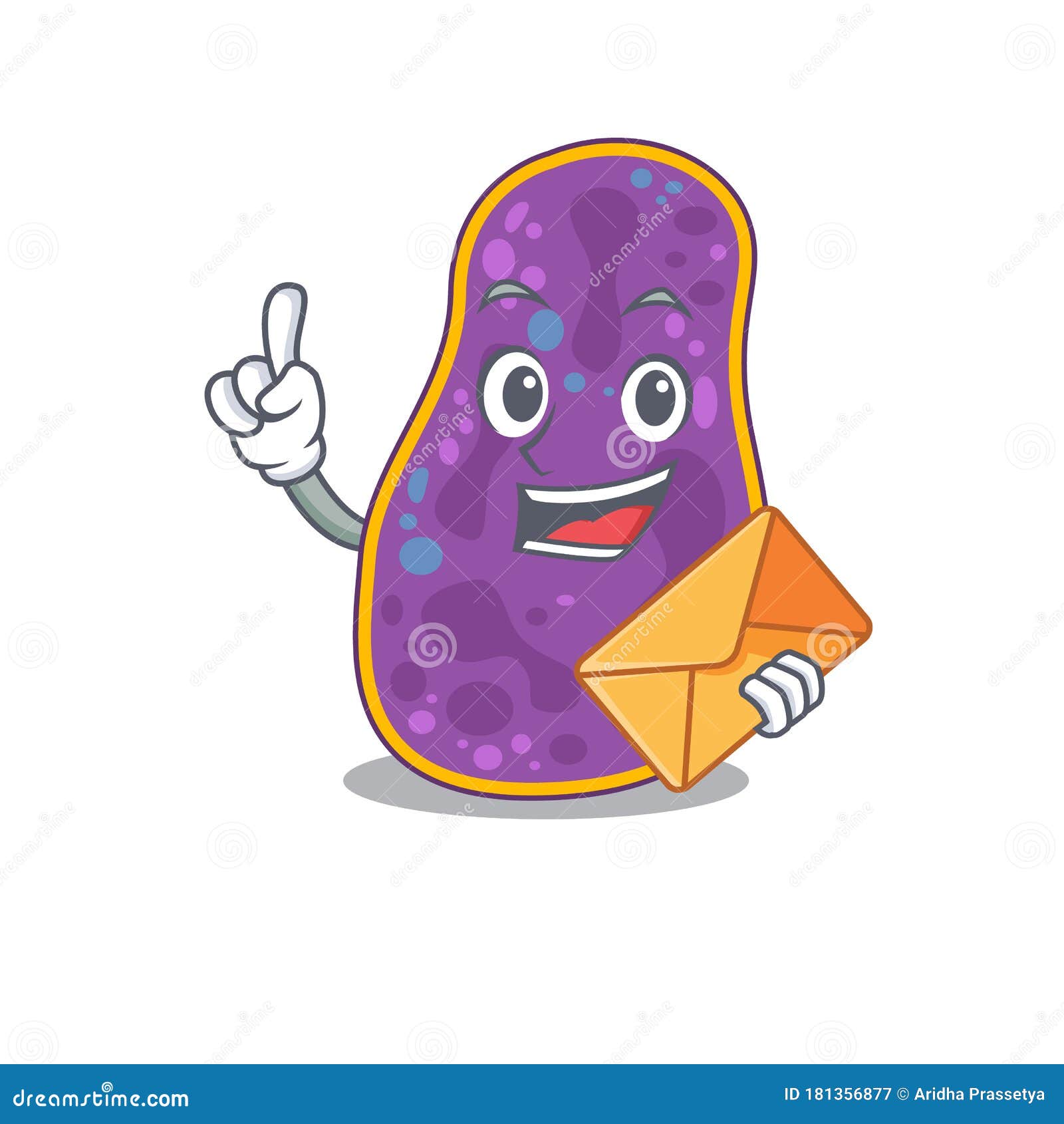 Happy Shigella Sp. Bacteria Mascot Design Concept with Brown Envelope ...