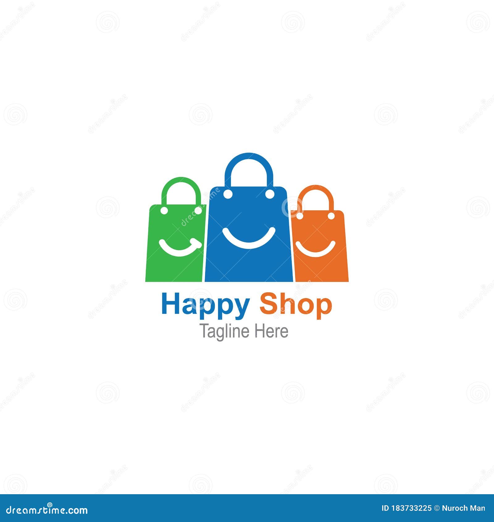 Happy Shop Logo Template Design Vector. Stock Vector - Illustration of ...