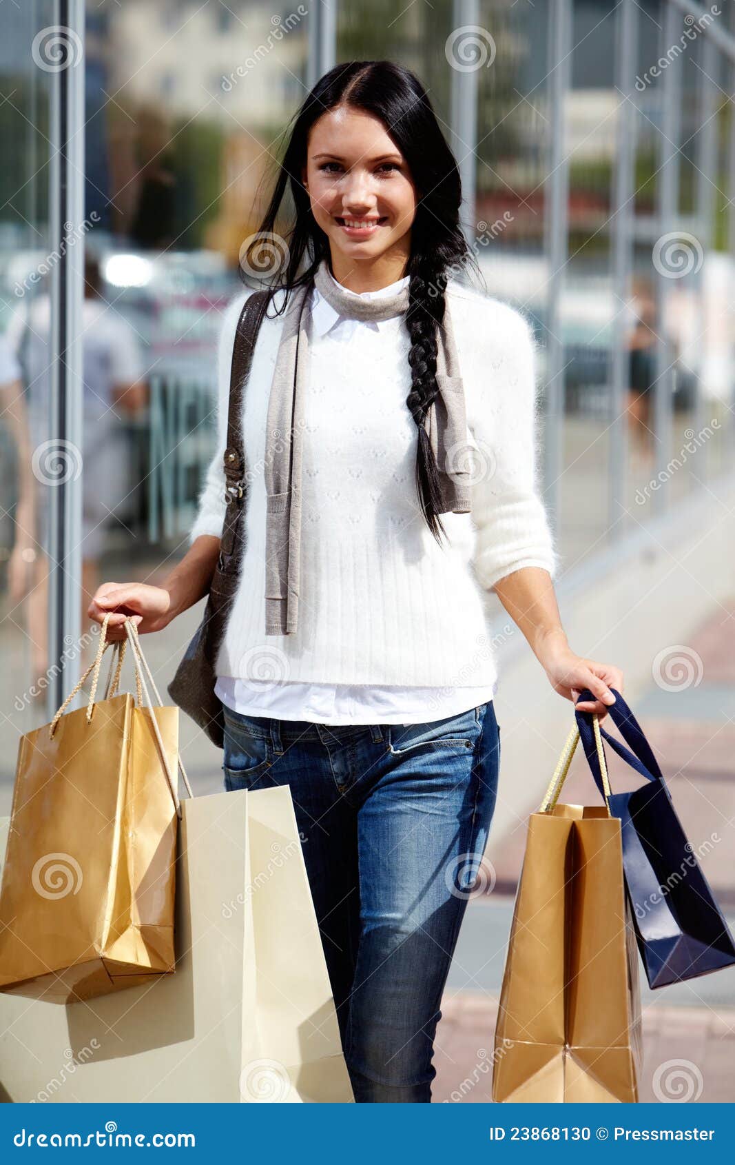 Happy shopaholic stock photo. Image of girl, customer - 23868130