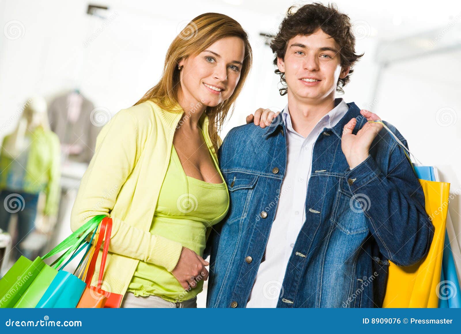 Happy shopaholics stock photo. Image of love, couple, customer - 8909076