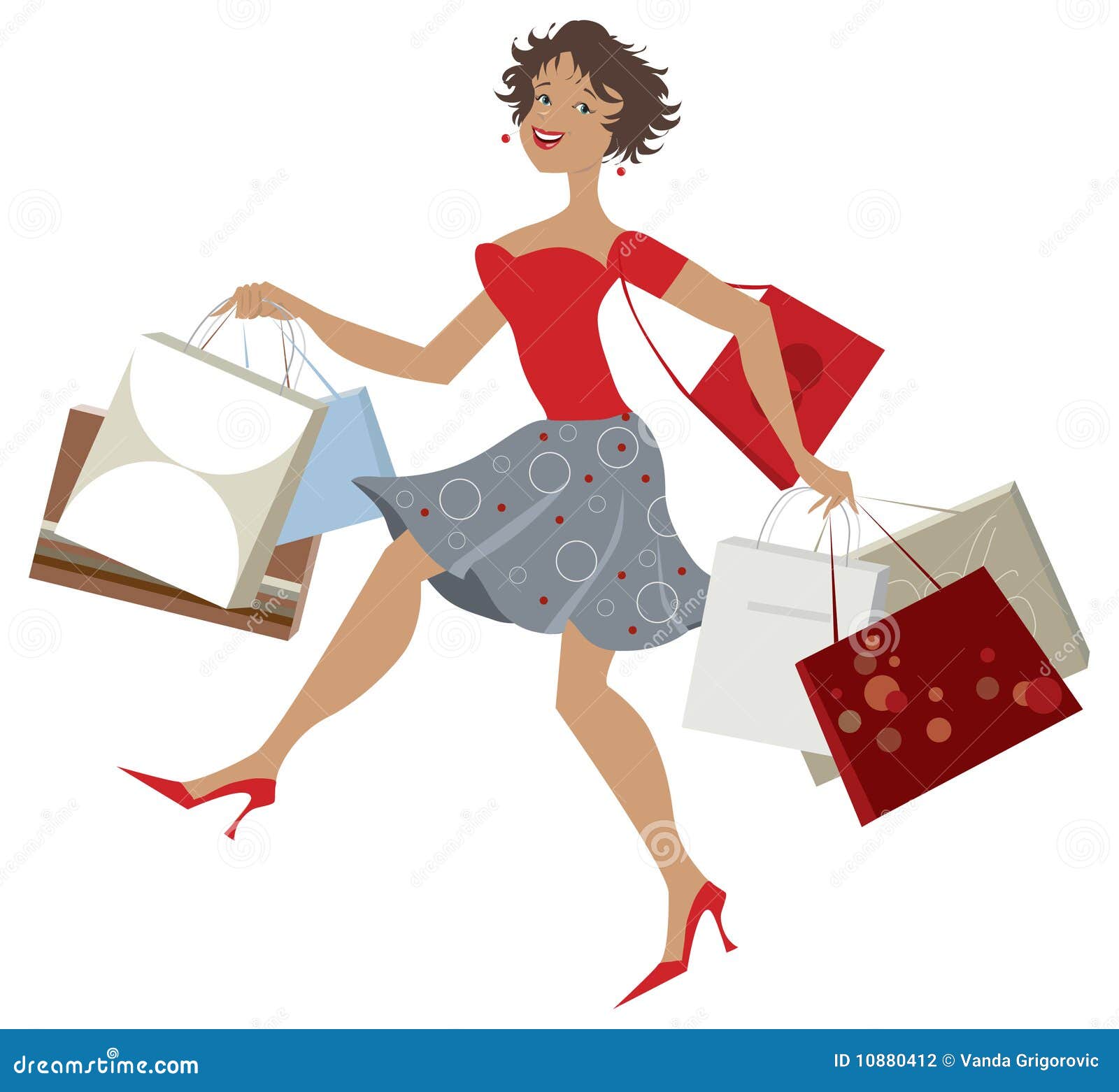 Happy shopper stock vector. Illustration of sale, spree - 10880412